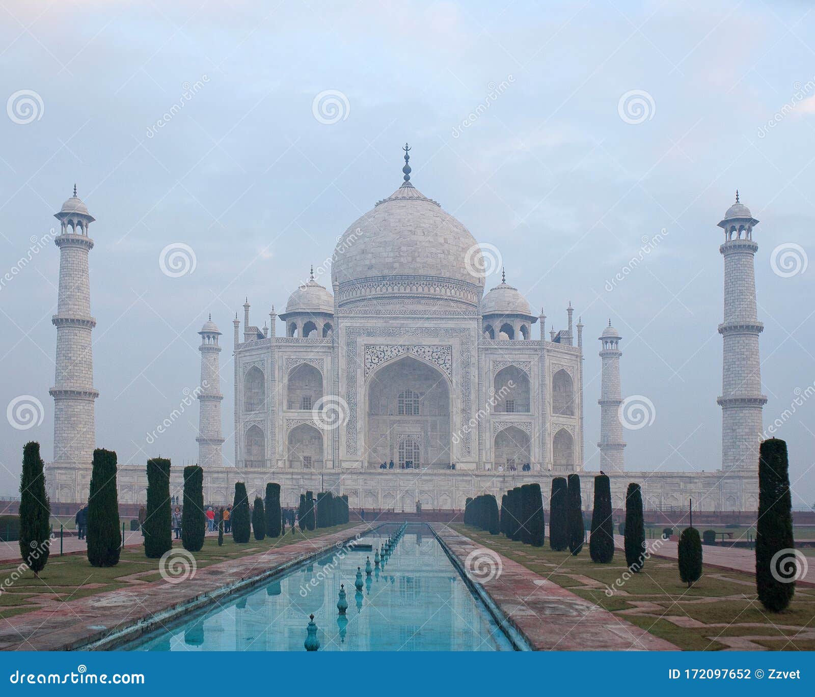 Taj Mahal Mausoleum on Sunrise, Front View from the Main Gate. Agra ... Taj Mahal Mausoleum on Sunrise, Front View from the Main Gate. Agra ...