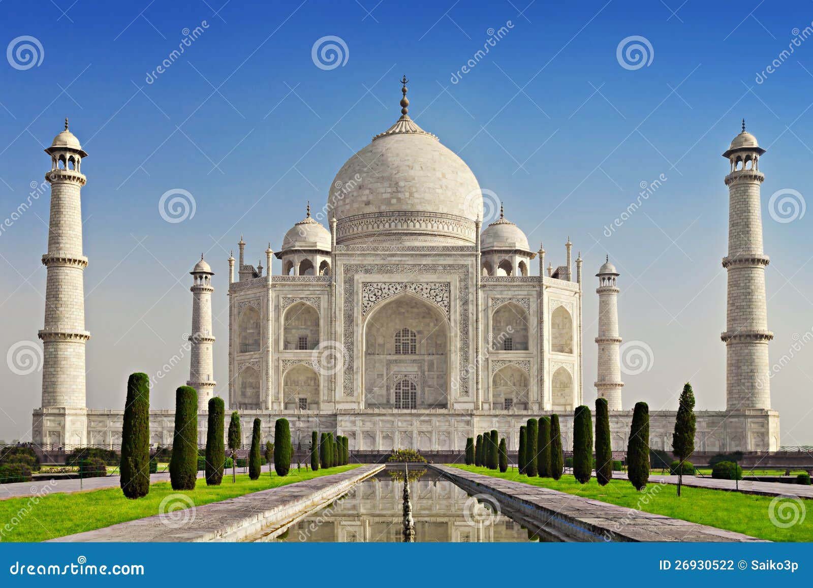 Taj Mahal in sunrise light stock photo. Image of destinations - 26930522