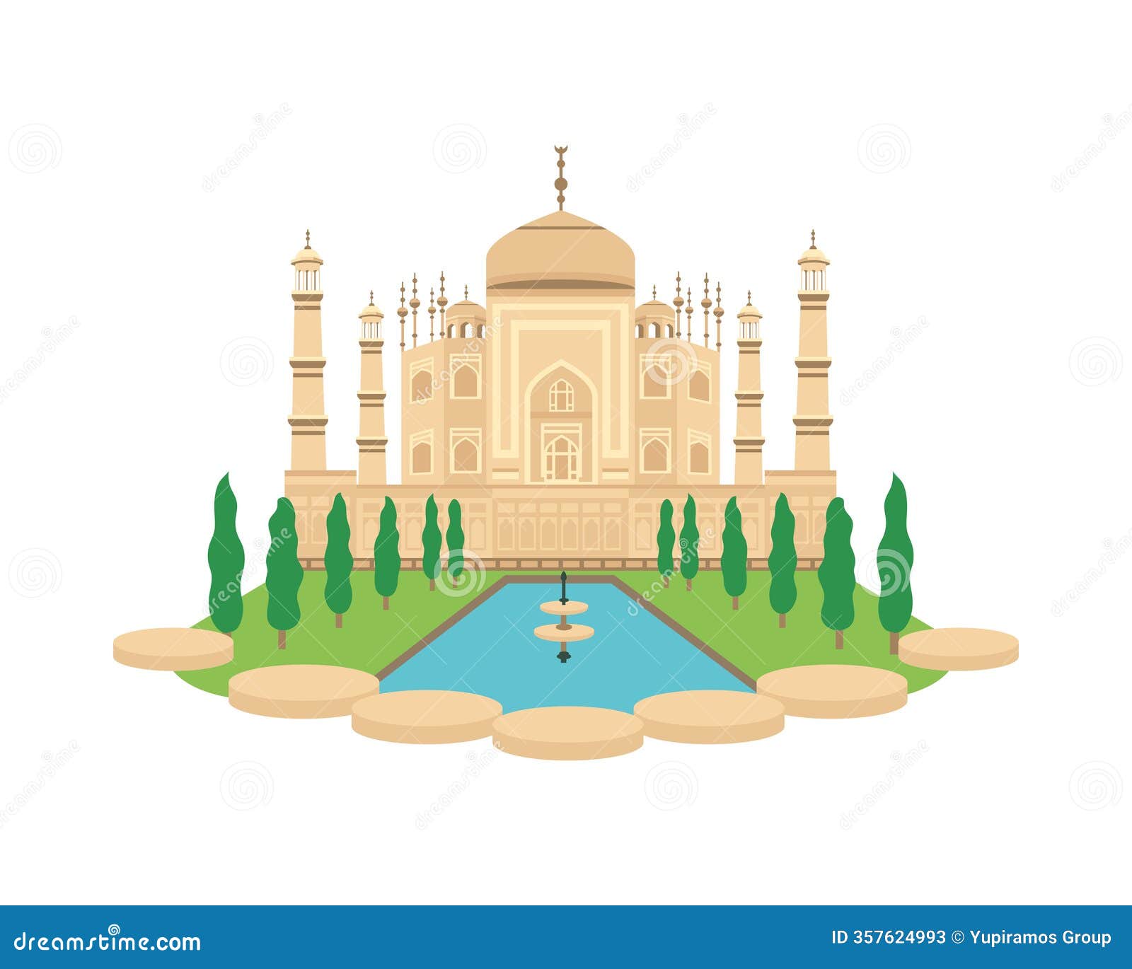 Taj Mahal Temple Landmark In Agra, India. Indian White Marble Mausoleum ...