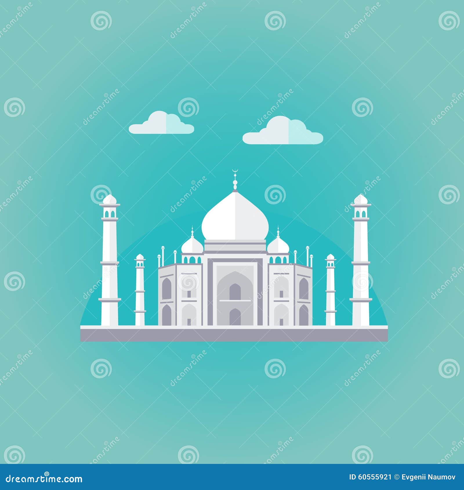 Taj Mahal Vector Illustration Stock Vector - Illustration of palace ...