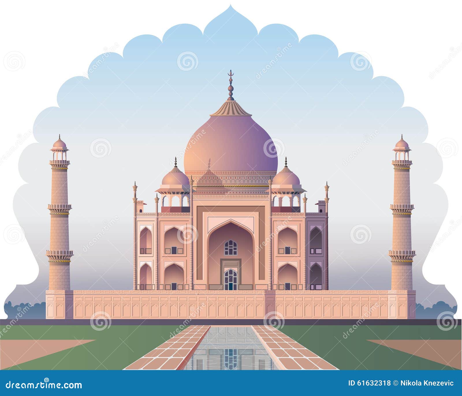 Taj Mahal through the Window Acient India - Illustration Stock ...