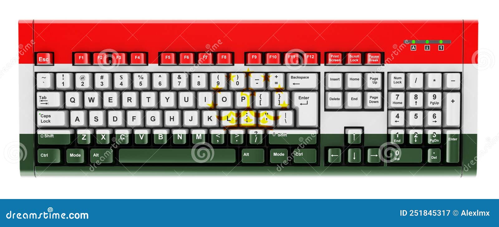 Tajik Flag Painted on Computer Keyboard. 3D Rendering Stock ...