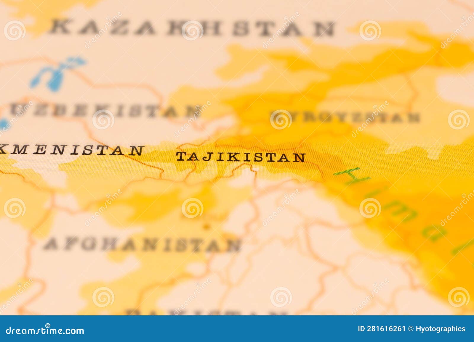 Tajikistan in Focus on a Tilted World Map. Stock Illustration ...