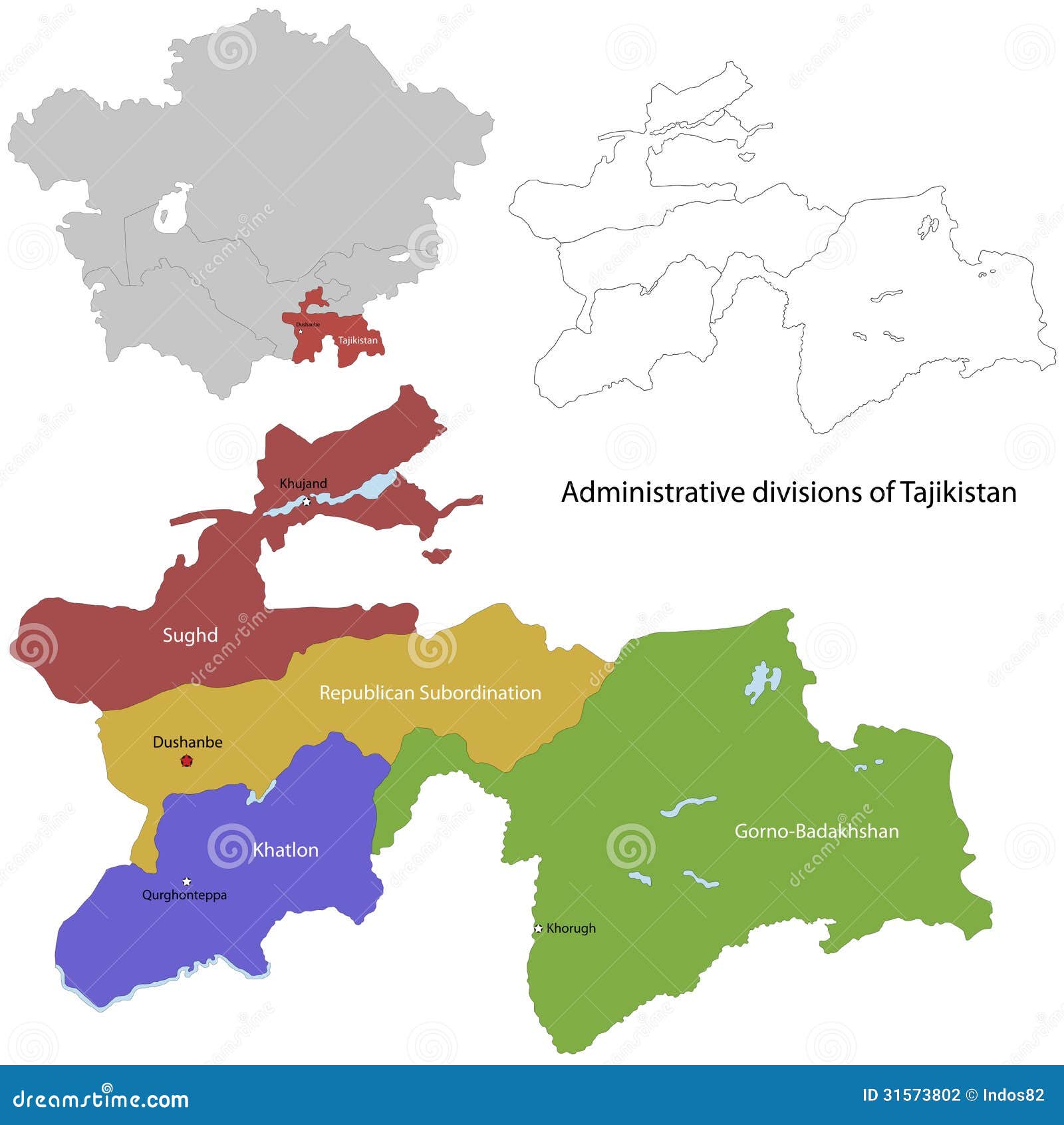 Tajikistan map stock vector. Illustration of clip, colorful - 31573802