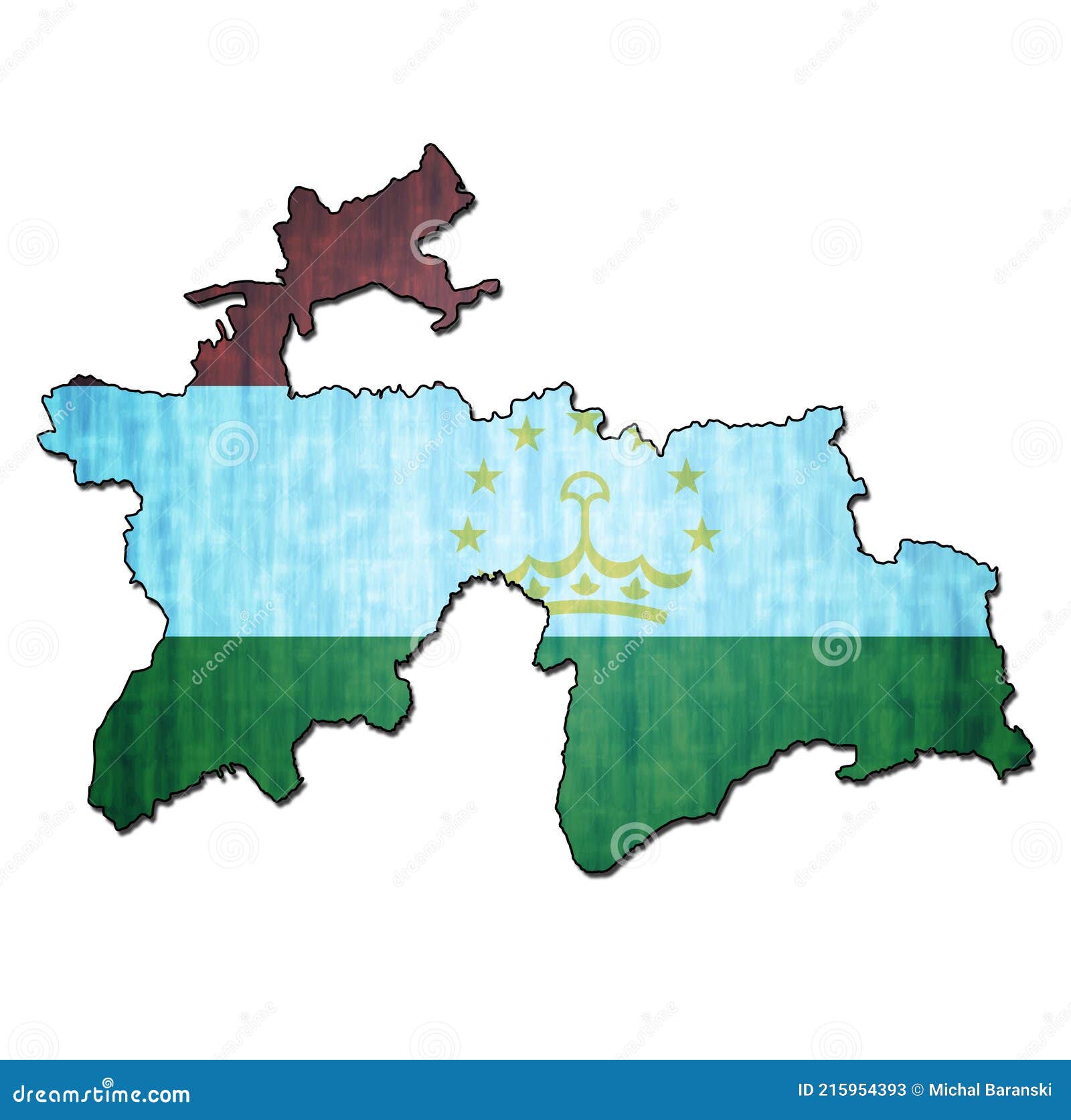 Tajikistan Territory with Flag Stock Illustration - Illustration of ...