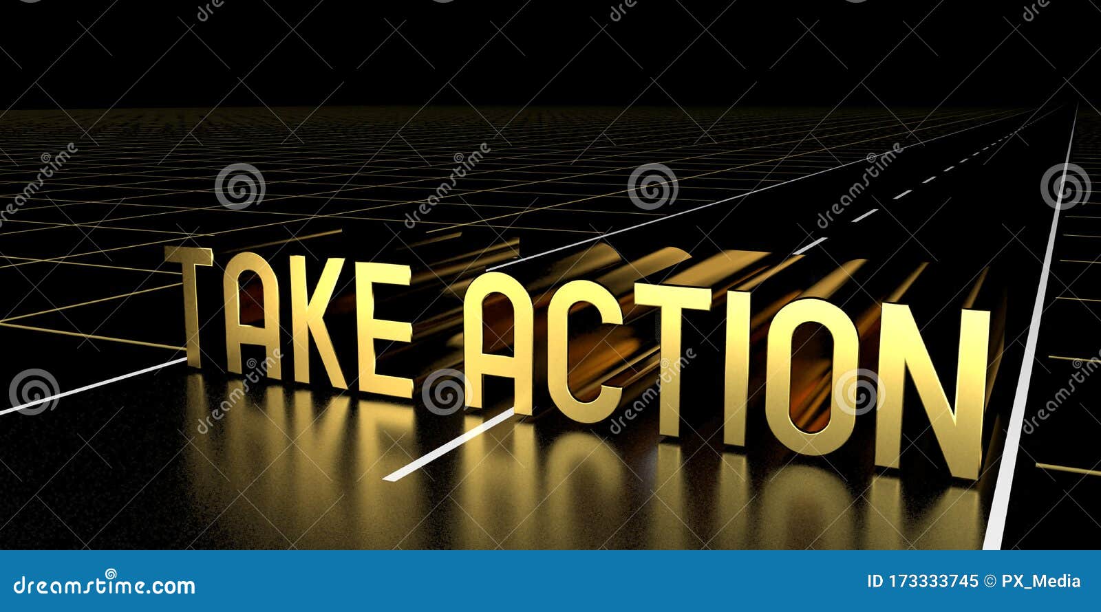 Take Action Concept, Road - 3D Rendering Stock Illustration ...