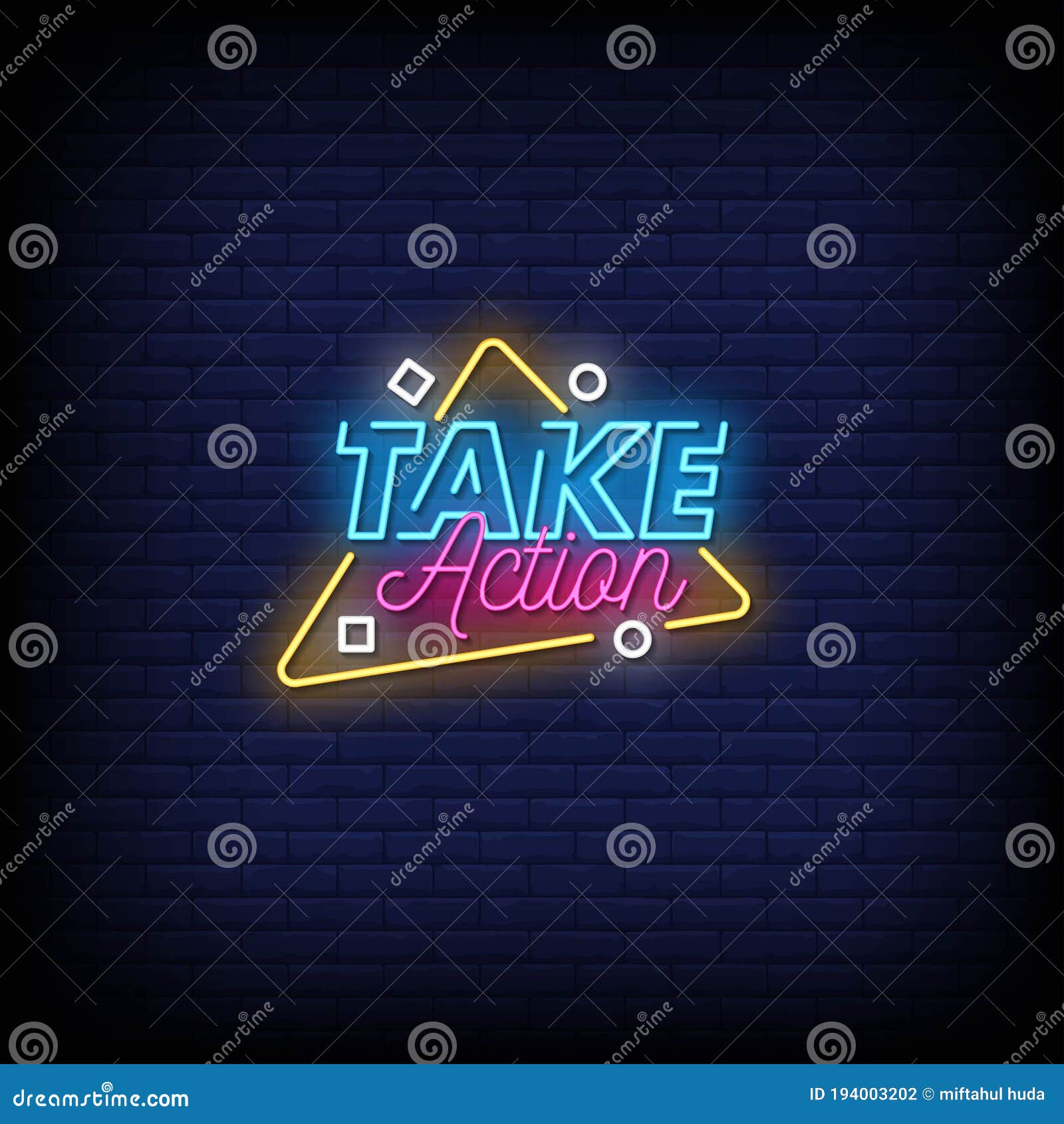 Take Action Neon Signs Style Text Vector Stock Vector - Illustration of ...