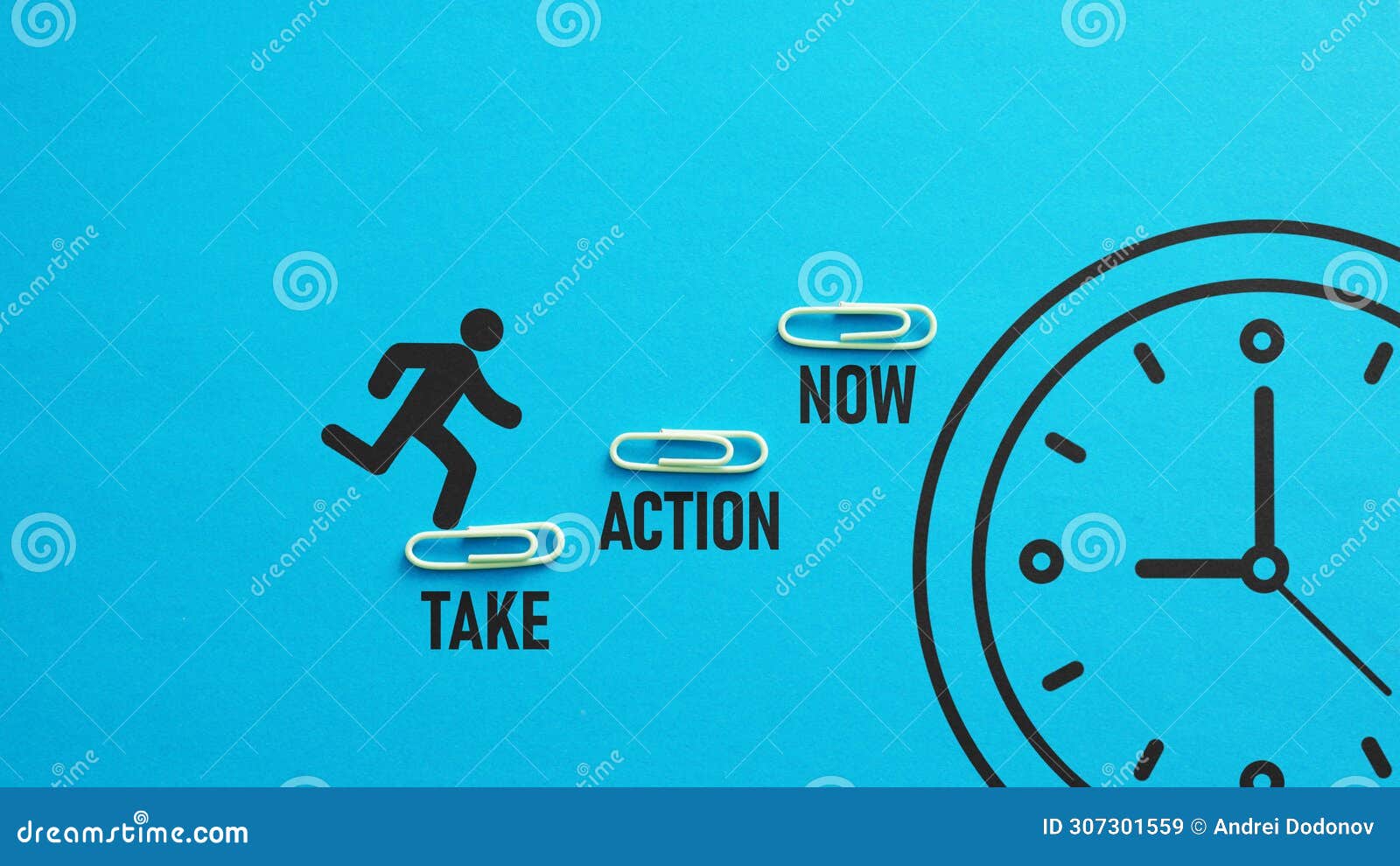 Take Action Now is Shown Using the Text and Picture of the Clock Stock ...