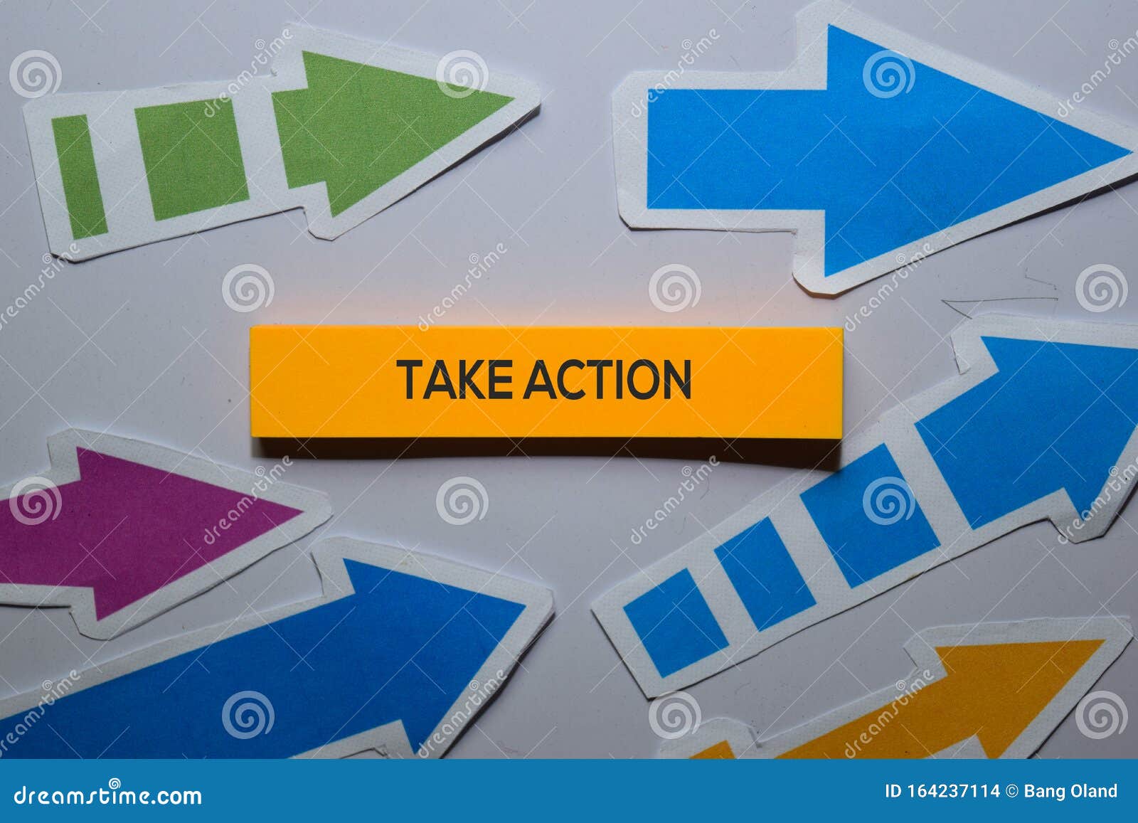 Take Action Text on Sticky Notes Isolated on Office Desk Stock Photo ...