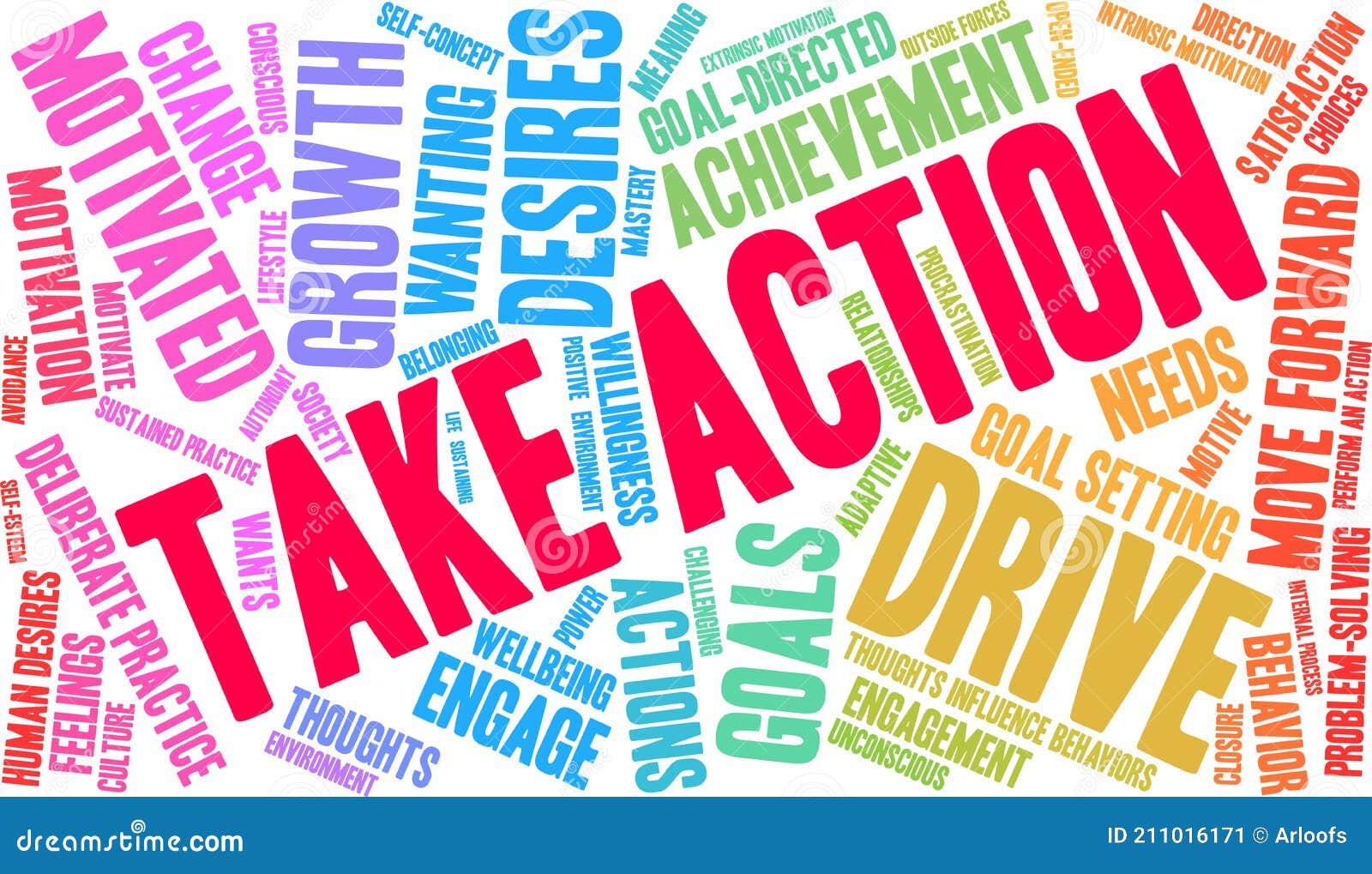 Take Action Word Cloud stock vector. Illustration of achievement ...