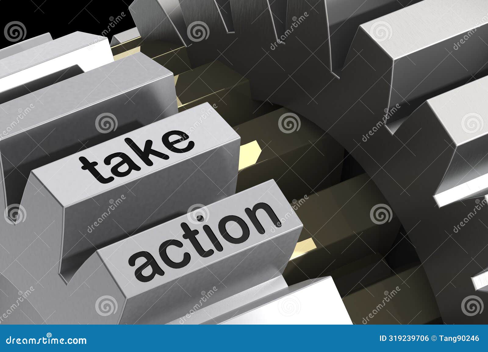 Take Action Word on the Metal Gear Stock Illustration - Illustration of ...