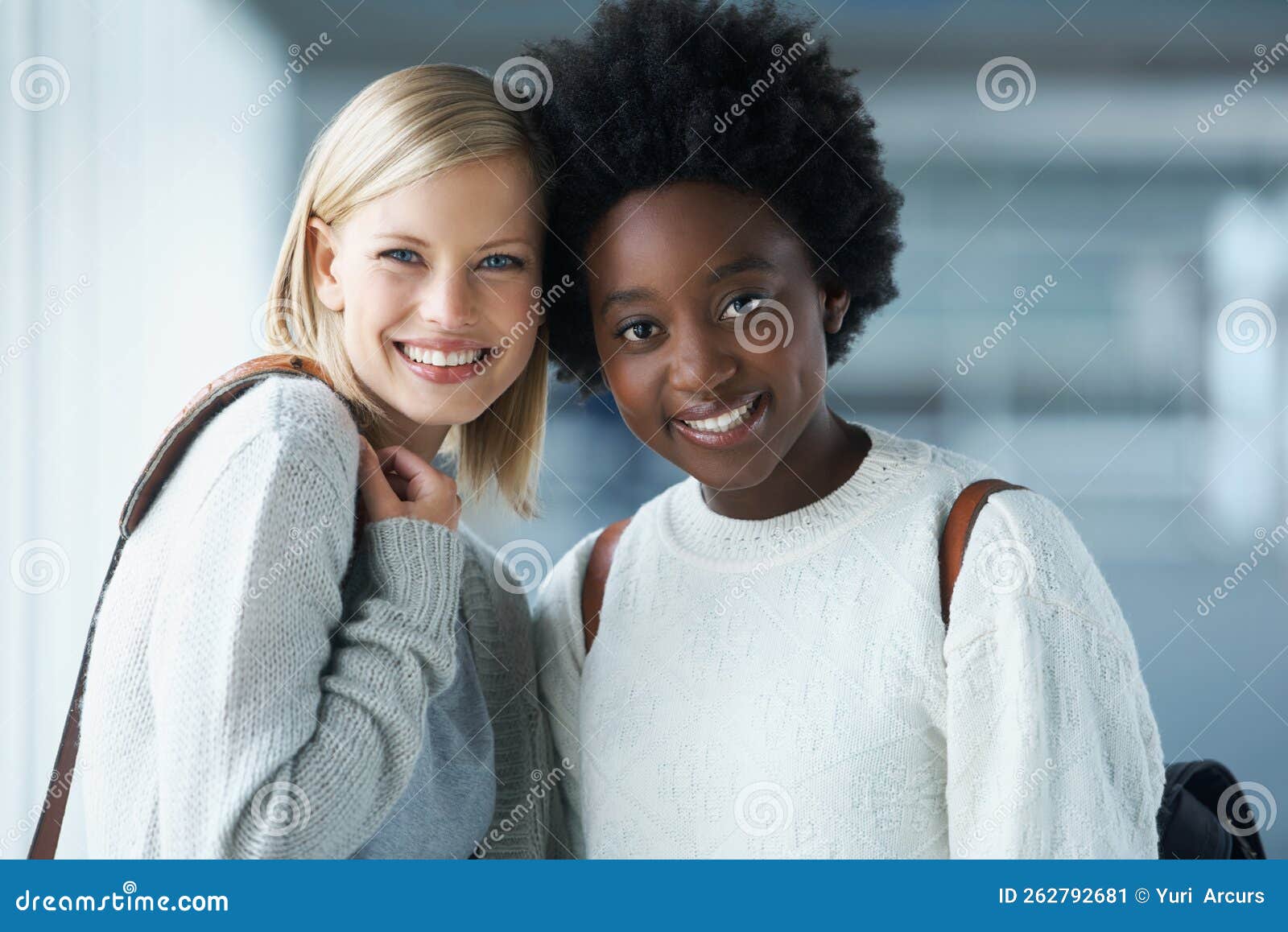 We Take All Our Classes Together. Two Young College Students Standing ...