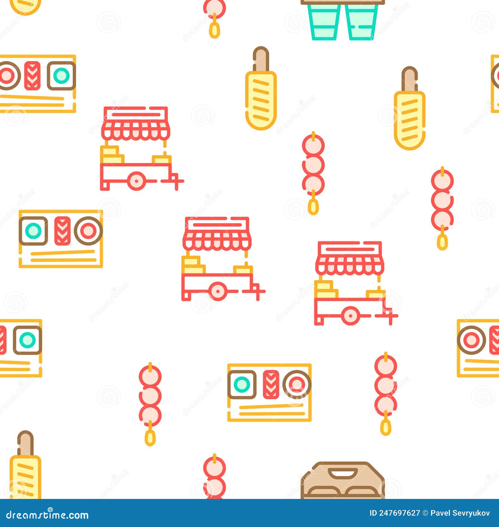 Take Away Food Service Vector Seamless Pattern Stock Illustration ...