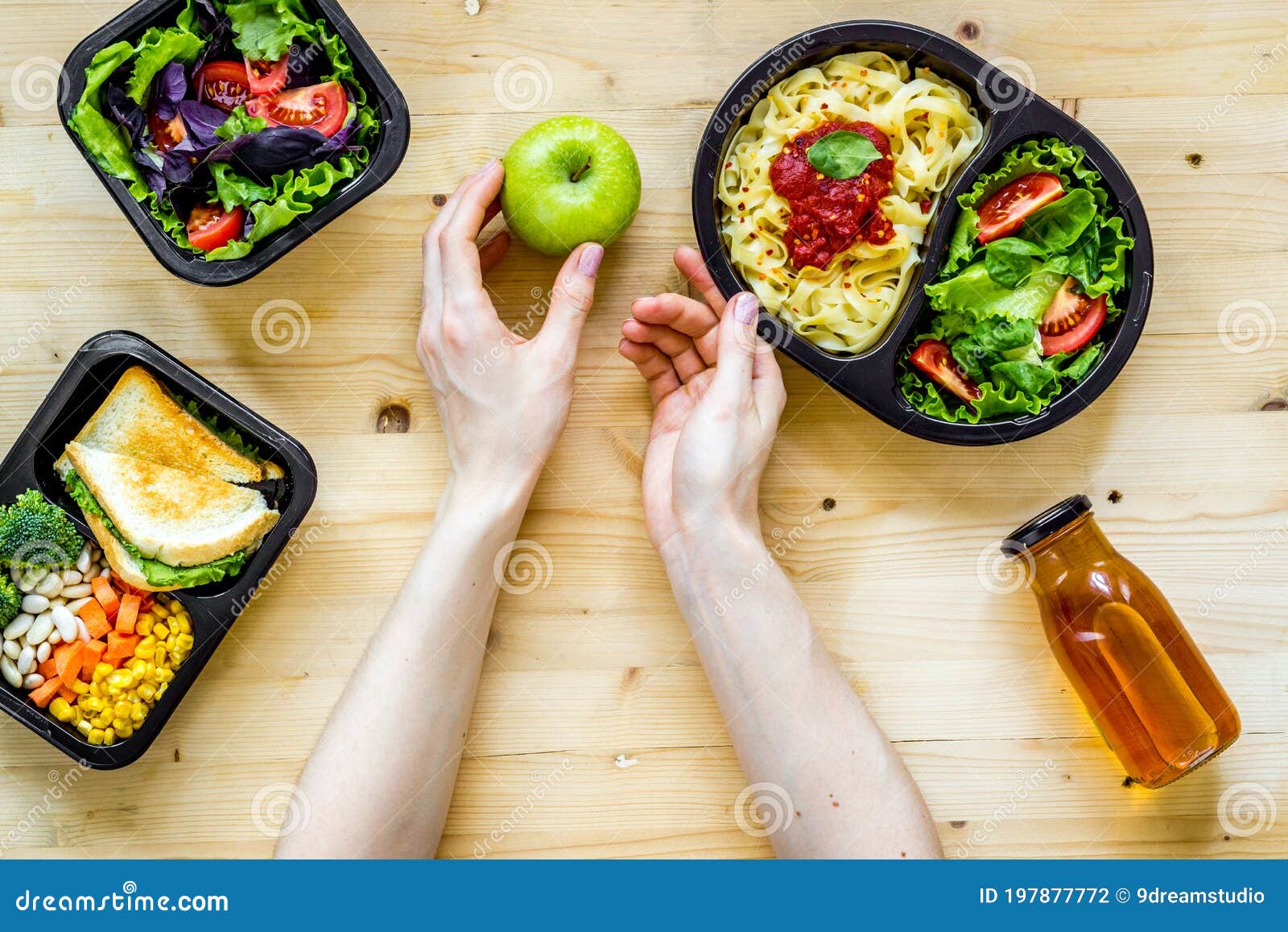Take Away Meal, Resraurant Delivery Menu. Overhead View Stock Photo ...