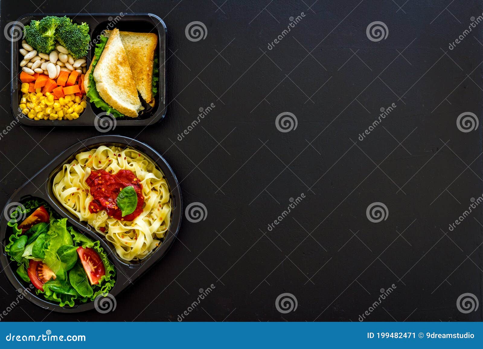 Take Away Meal, Resraurant Delivery Menu. Overhead View Stock Image ...