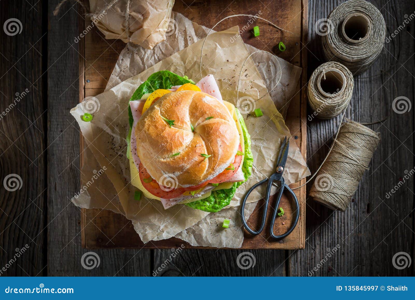 Take Away Sandwich in Dark Rustic Mood Stock Image - Image of rustic ...