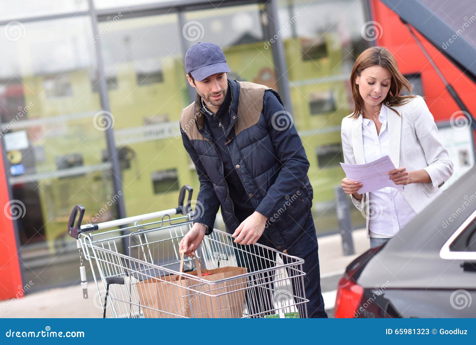 Take-away Service in Grocery Store Stock Image - Image of trunk ...