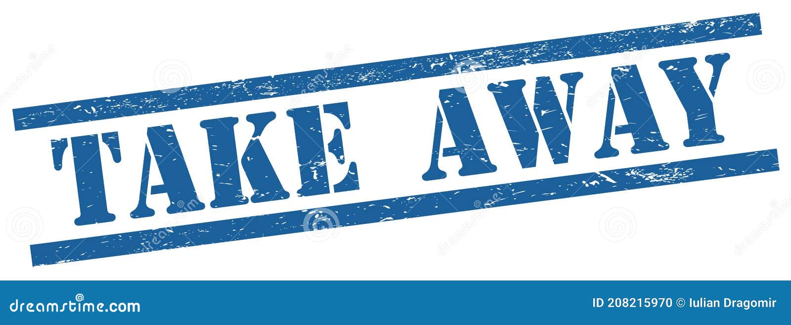 TAKE AWAY Text on Blue Grungy Rectangle Stamp Stock Illustration ...