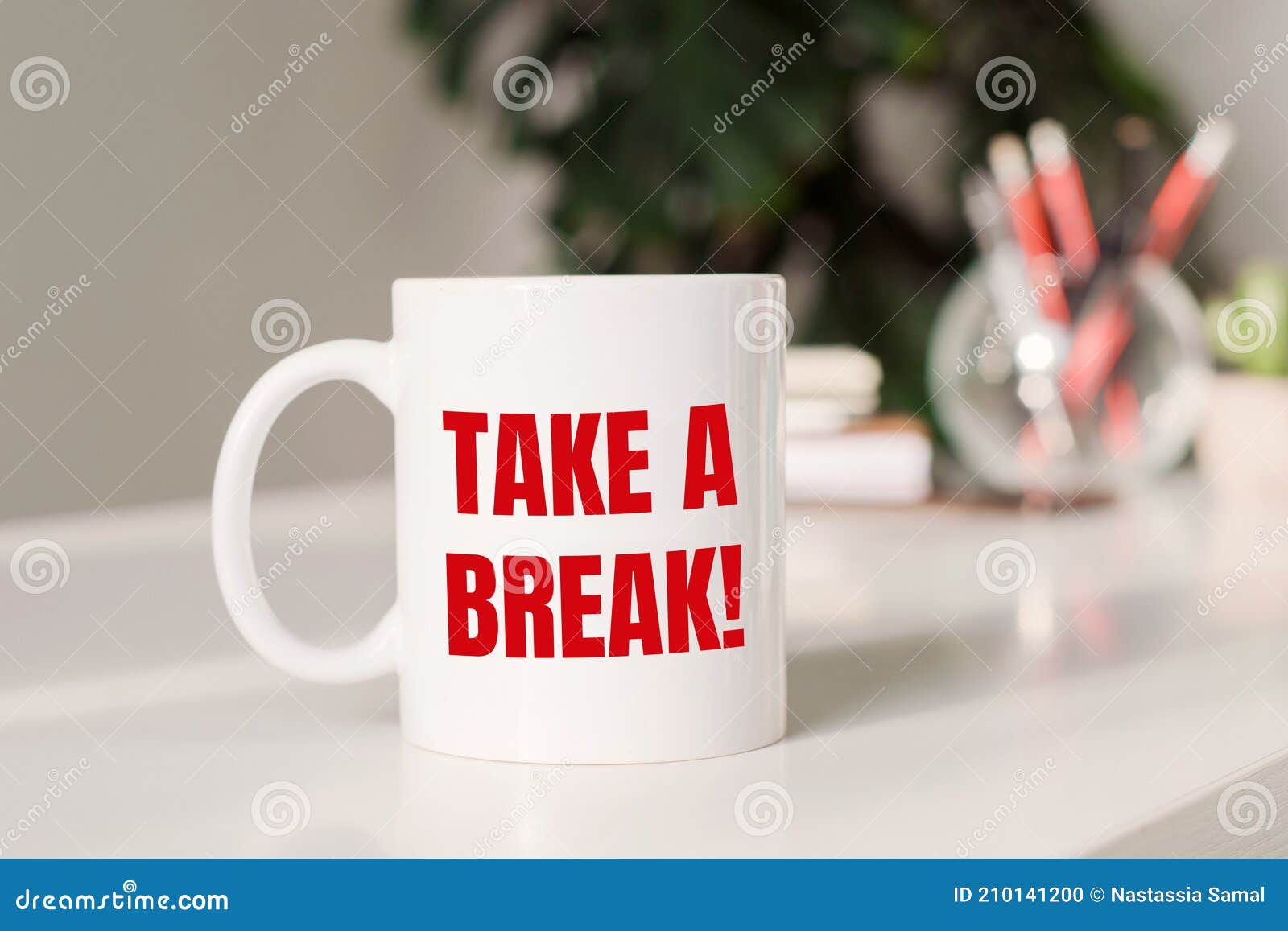 Take a Break - Text on Mag in Office Table Stock Photo - Image of space ...