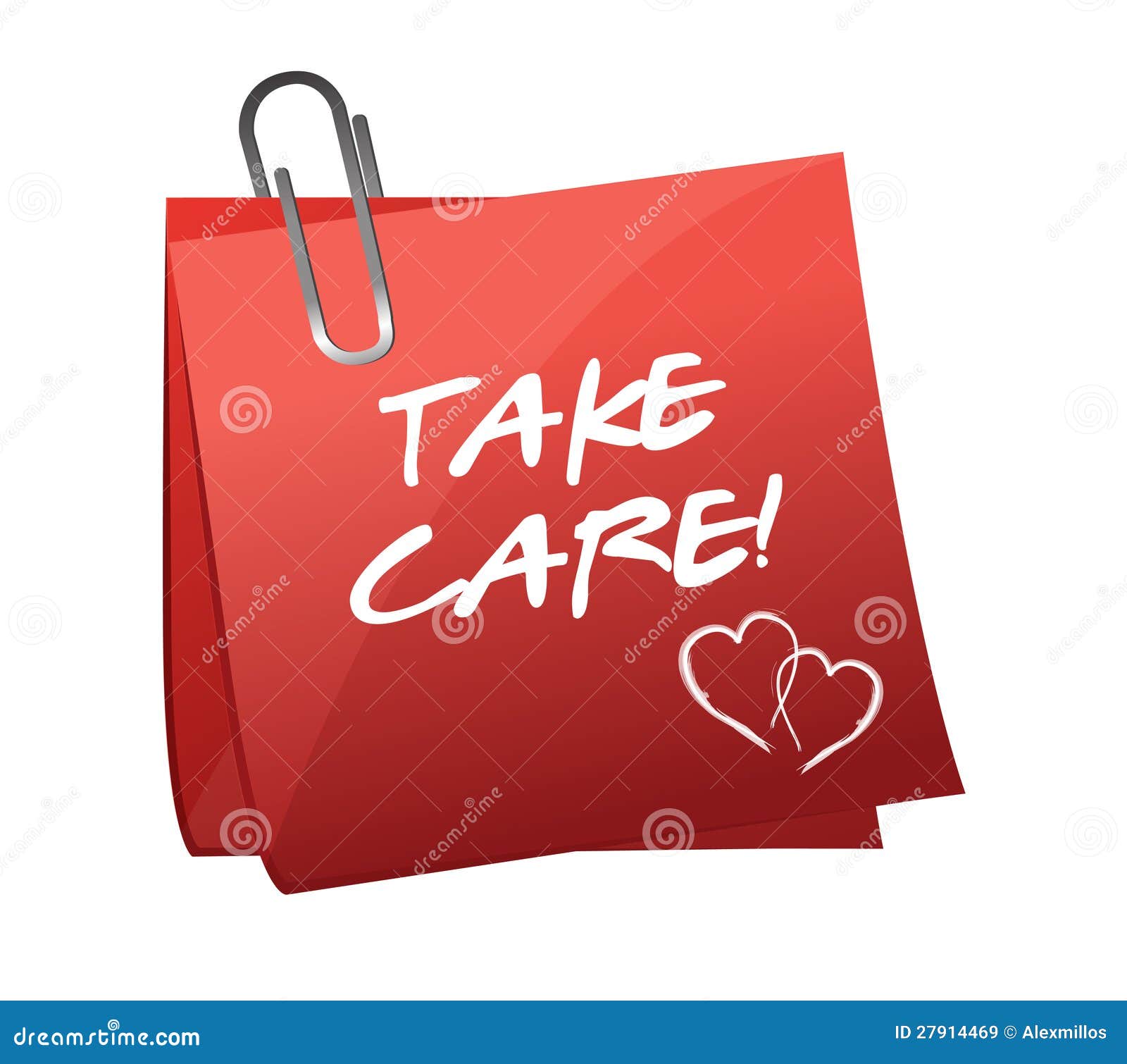 Take Care Message on a Post it Stock Illustration - Illustration of ...