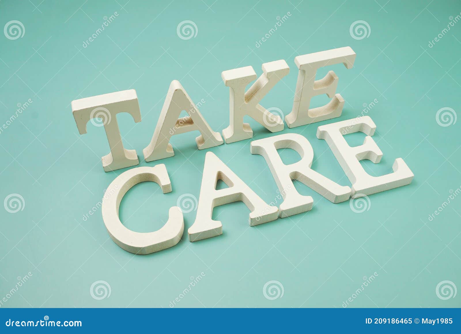 Take Care Word Alphabet Letters on Blue Background Stock Image - Image ...