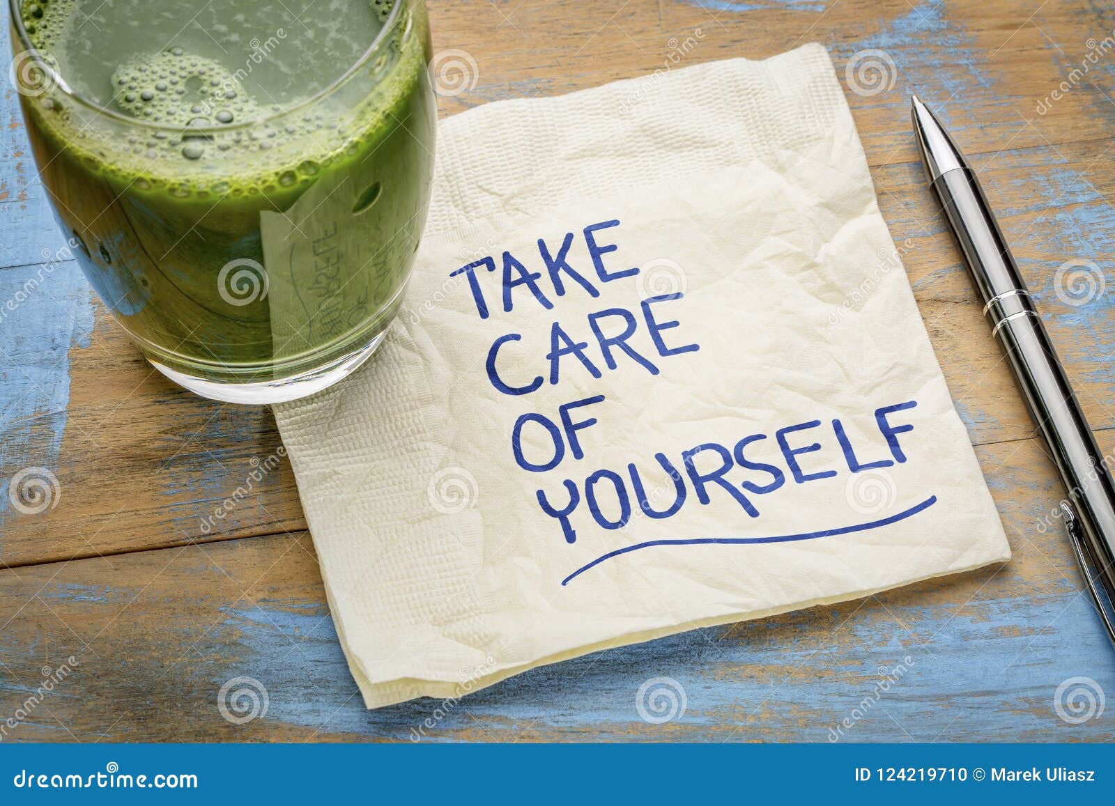 Take Care of Yourself - Napkin Concept Stock Photo - Image of green ... Take Care of Yourself - Napkin Concept Stock Photo - Image of green ...