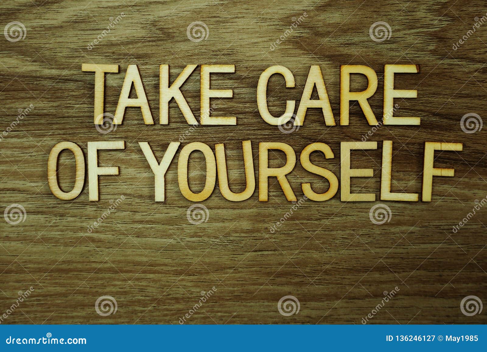 Take Care of Yourself Text Message on Wooden Background Stock Image ...