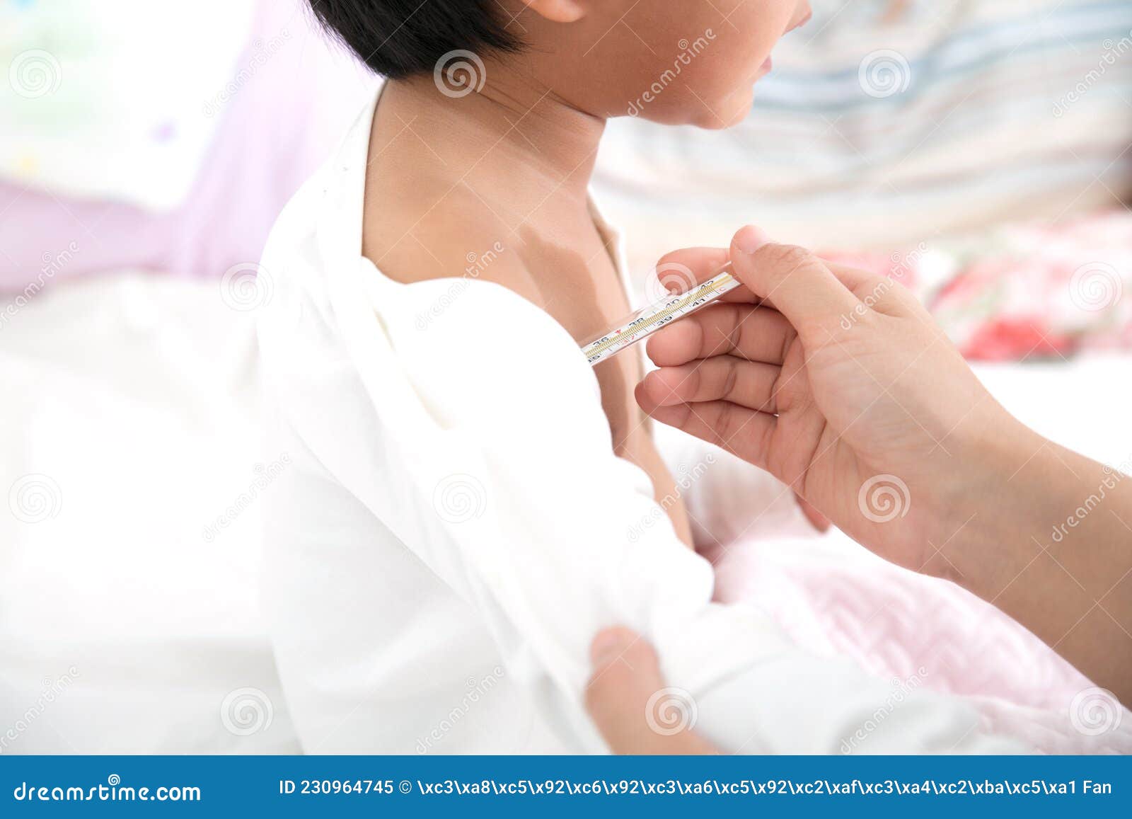 Take the Child`s Temperature Indoors Stock Image - Image of medical ...
