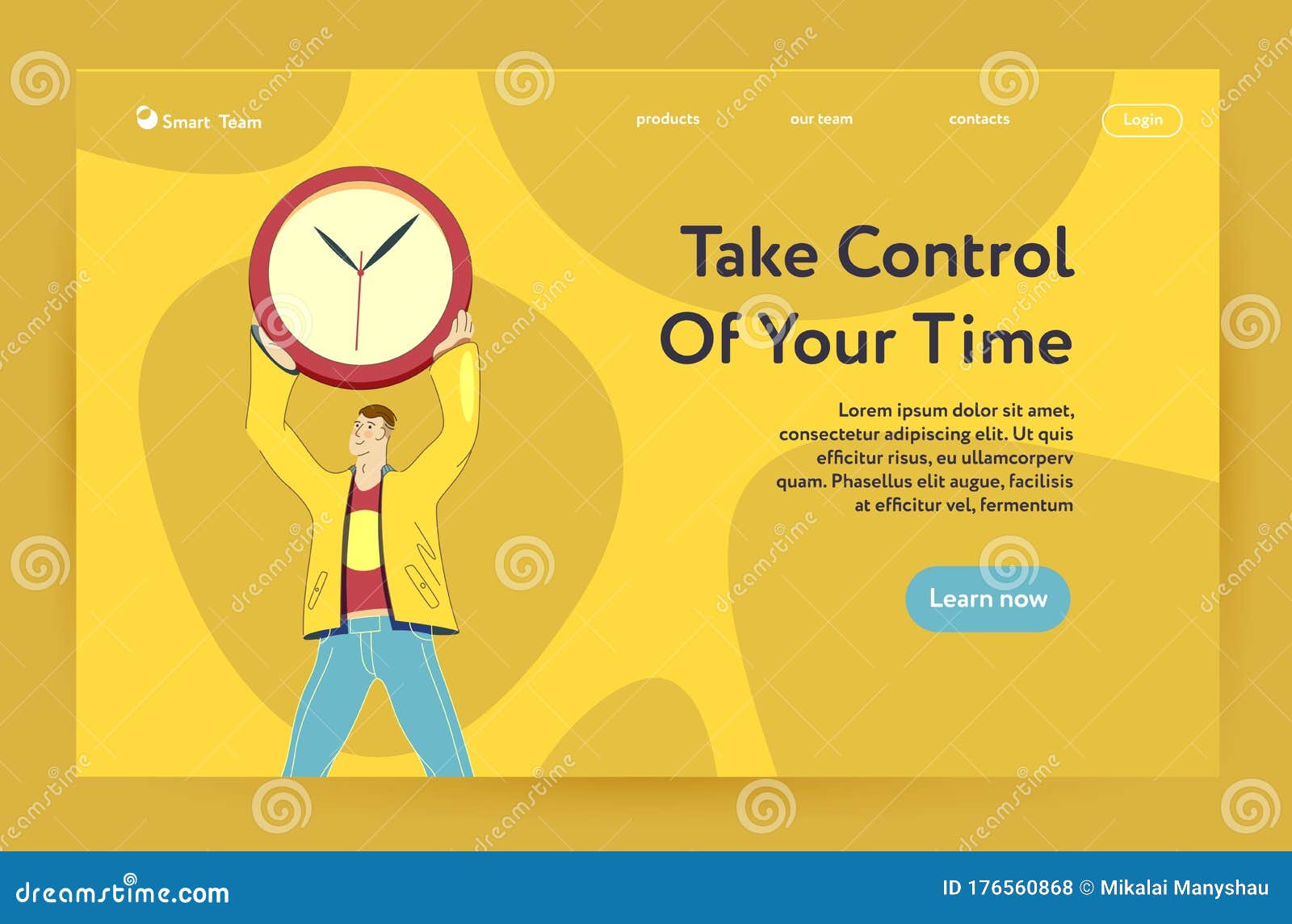 Take control of your time. stock vector. Illustration of businessman ...