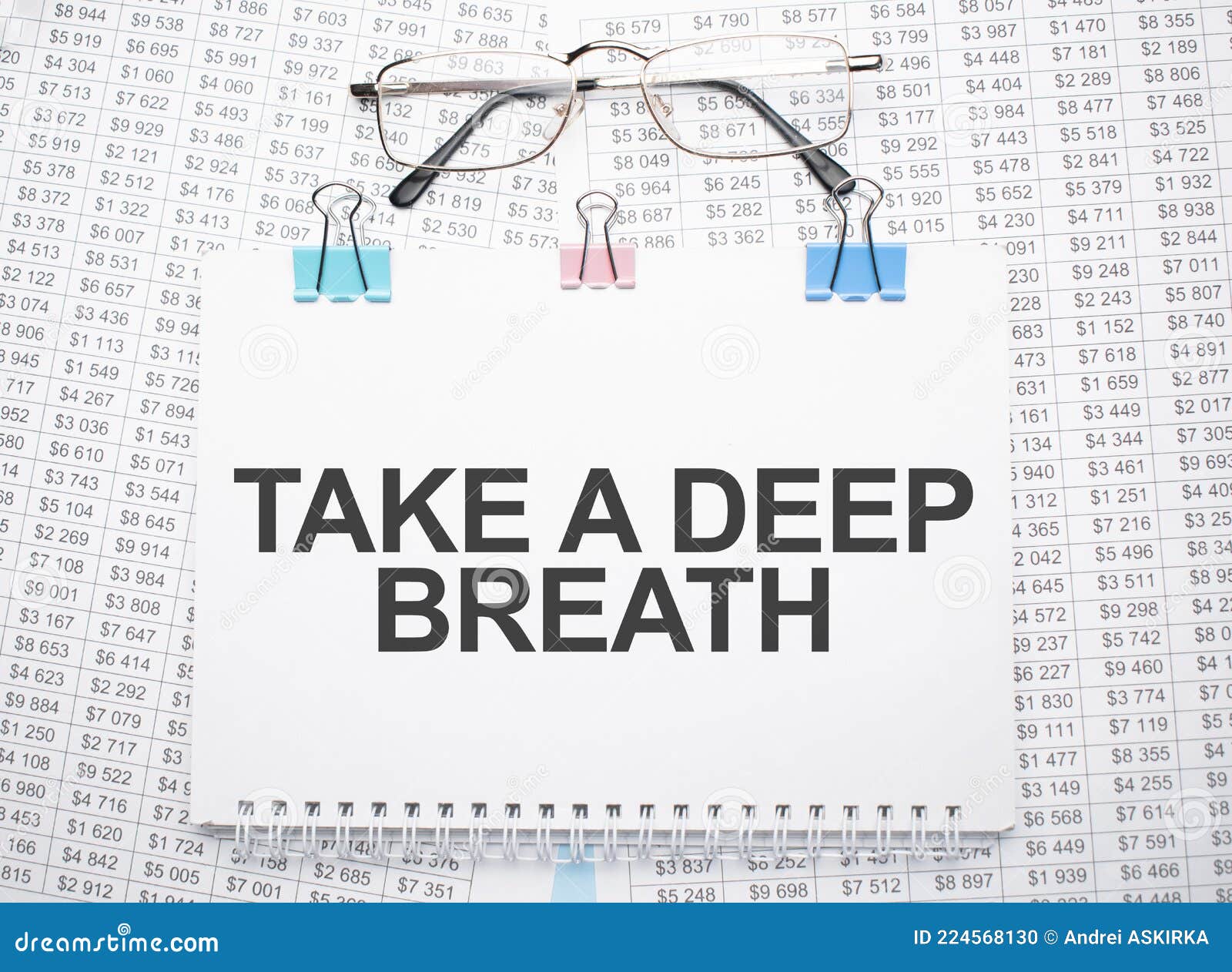 Take a Deep Breath Text Written on Paper with Pen and Glasses Stock ...