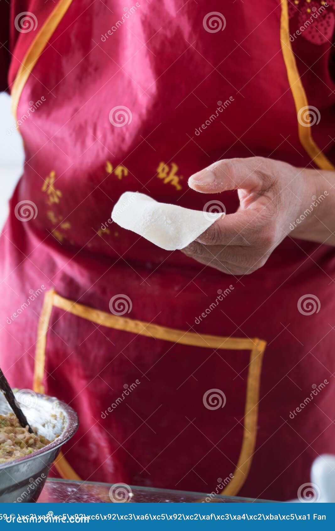 Take Dumpling Skin in Hand and Prepare To Make Dumplings Stock Image ...