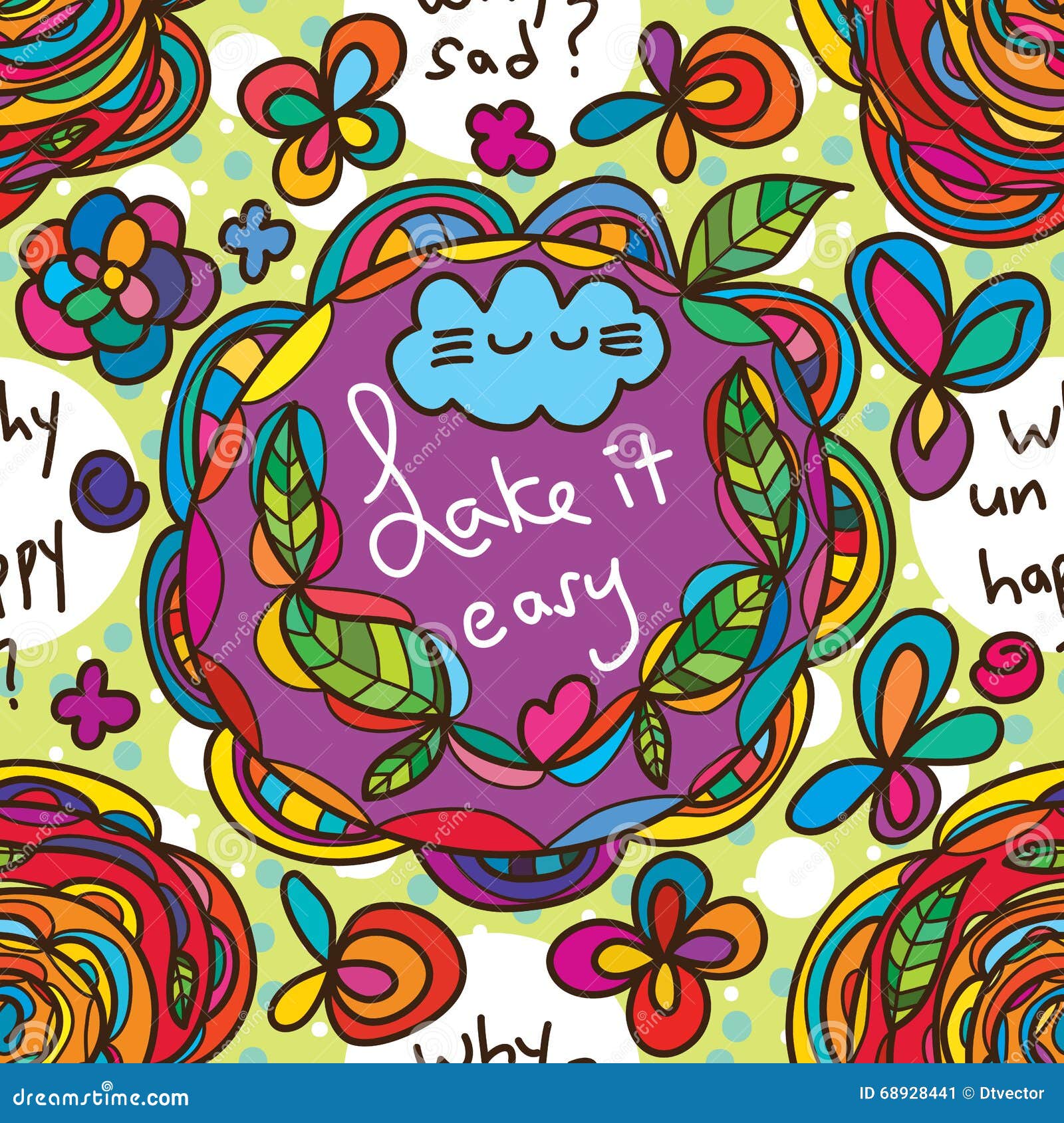 Take It Easy Banner. Take It Easy Speech Bubble Label Set. Cartoon ...