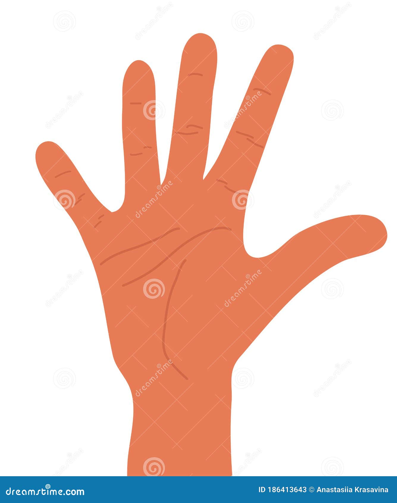 Take Five, Palm, All Fingers Open Flat Vector Icon. Graphic Element for ...