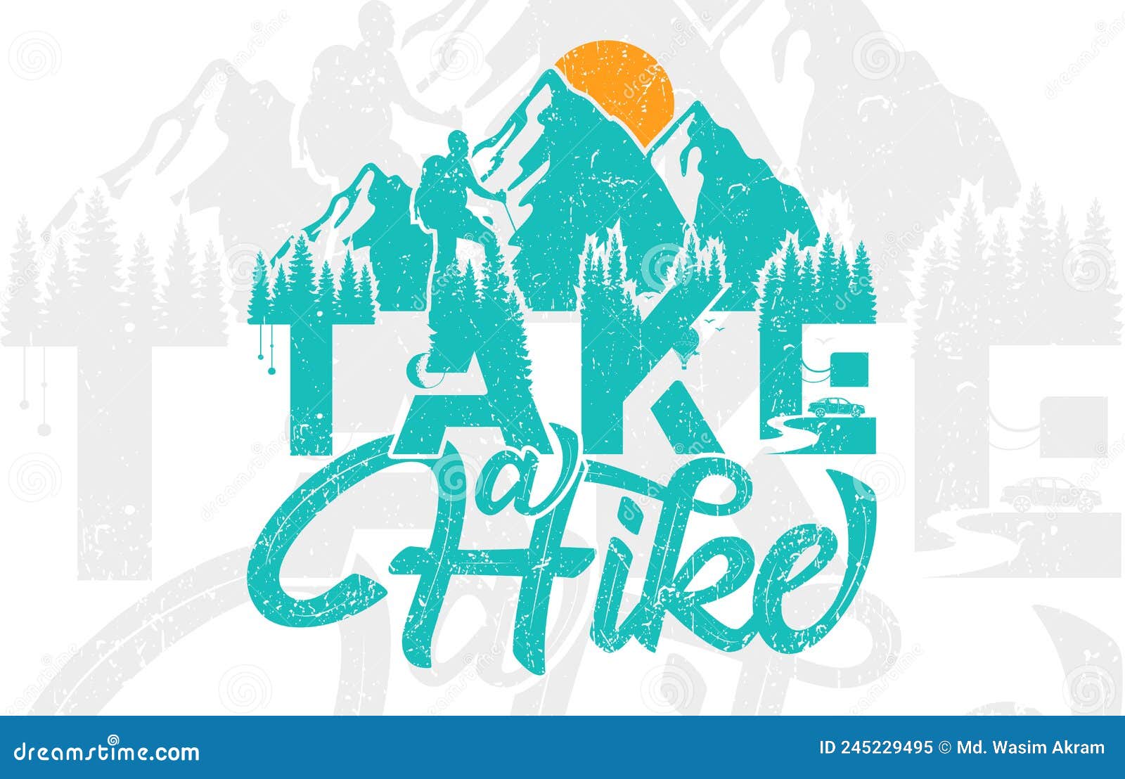 Take a Hike Typography T-shirt Design Stock Vector - Illustration of ...