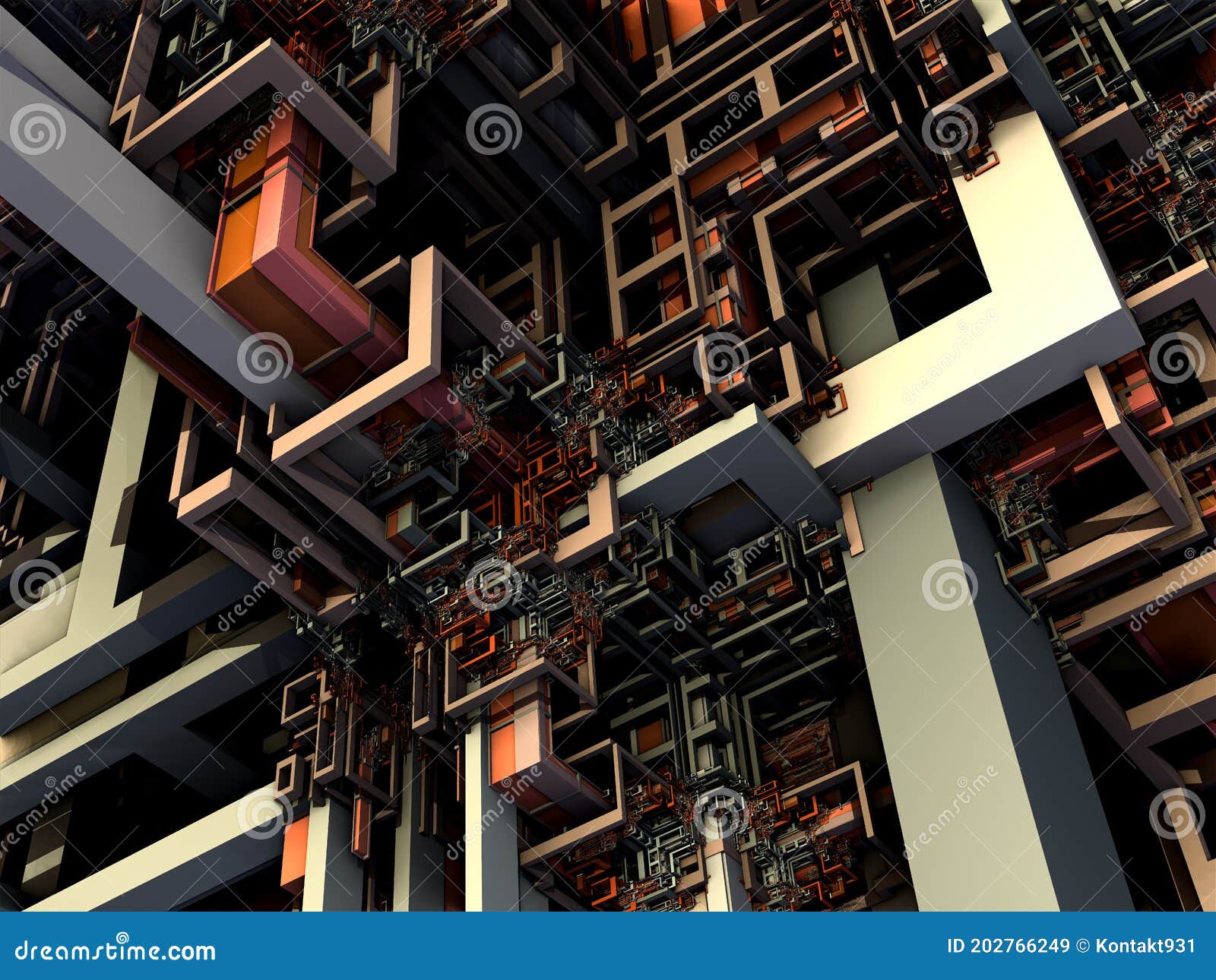 Surreal Futuristic Digital 3d Design Art Abstract Background Fractal ...