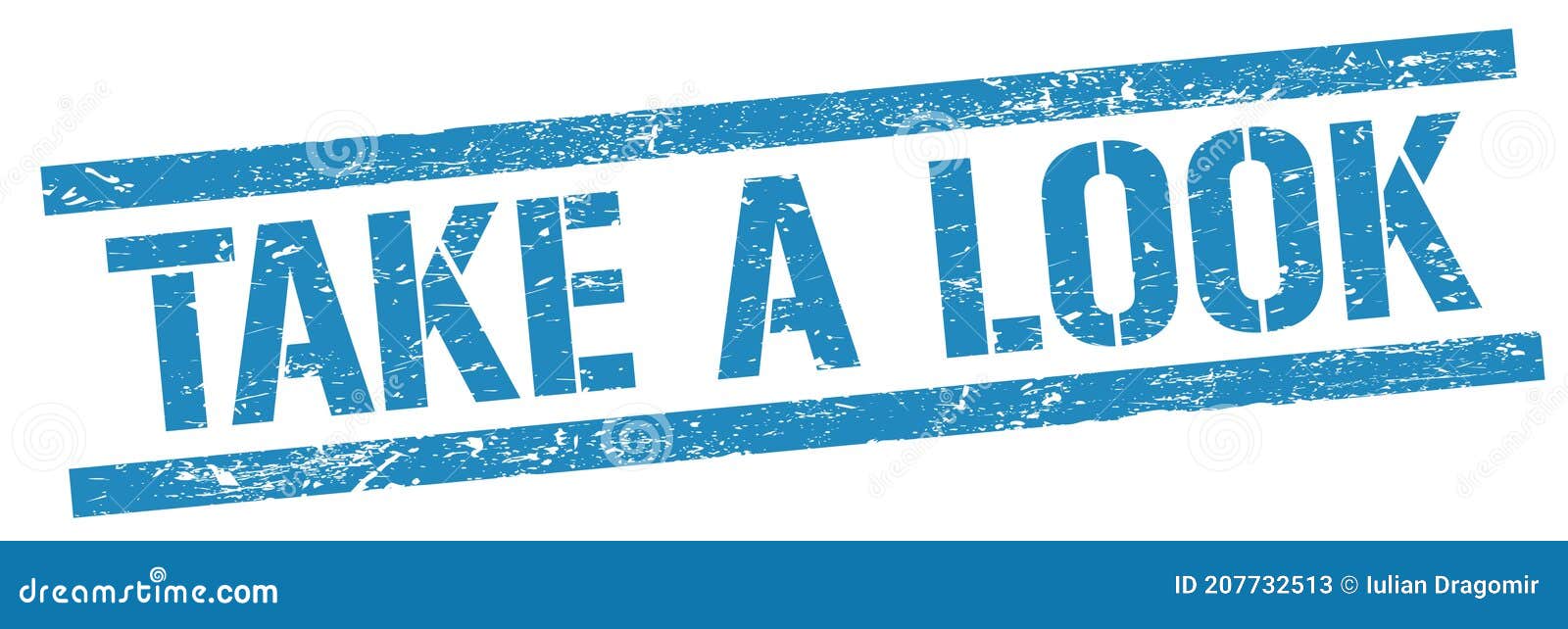 TAKE a LOOK Text on Blue Grungy Rectangle Stamp Stock Illustration ...