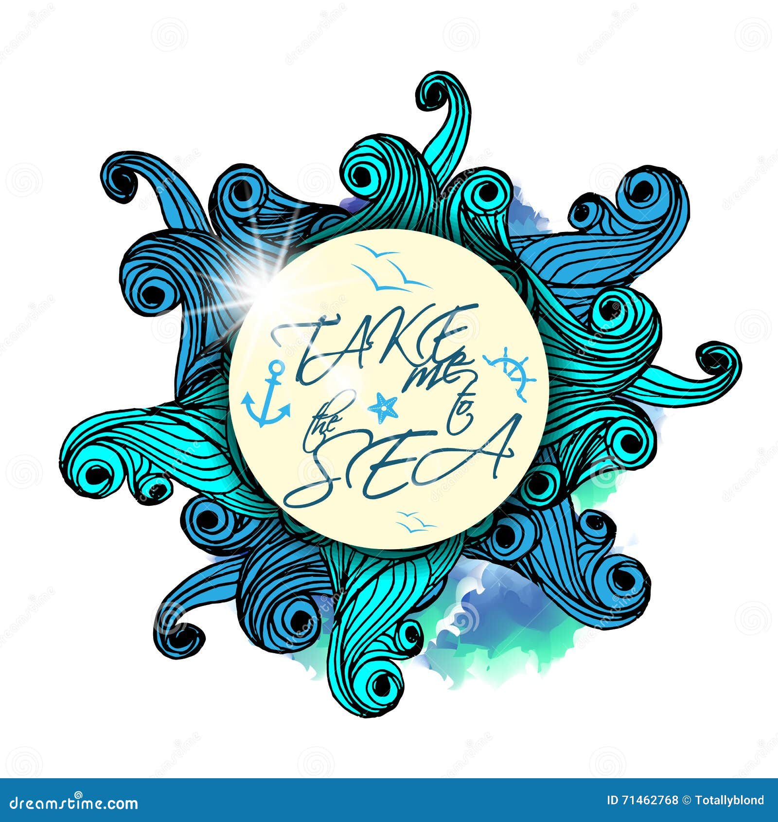 Take Me To the Sea Nautical Vector Card Template Stock Vector ...