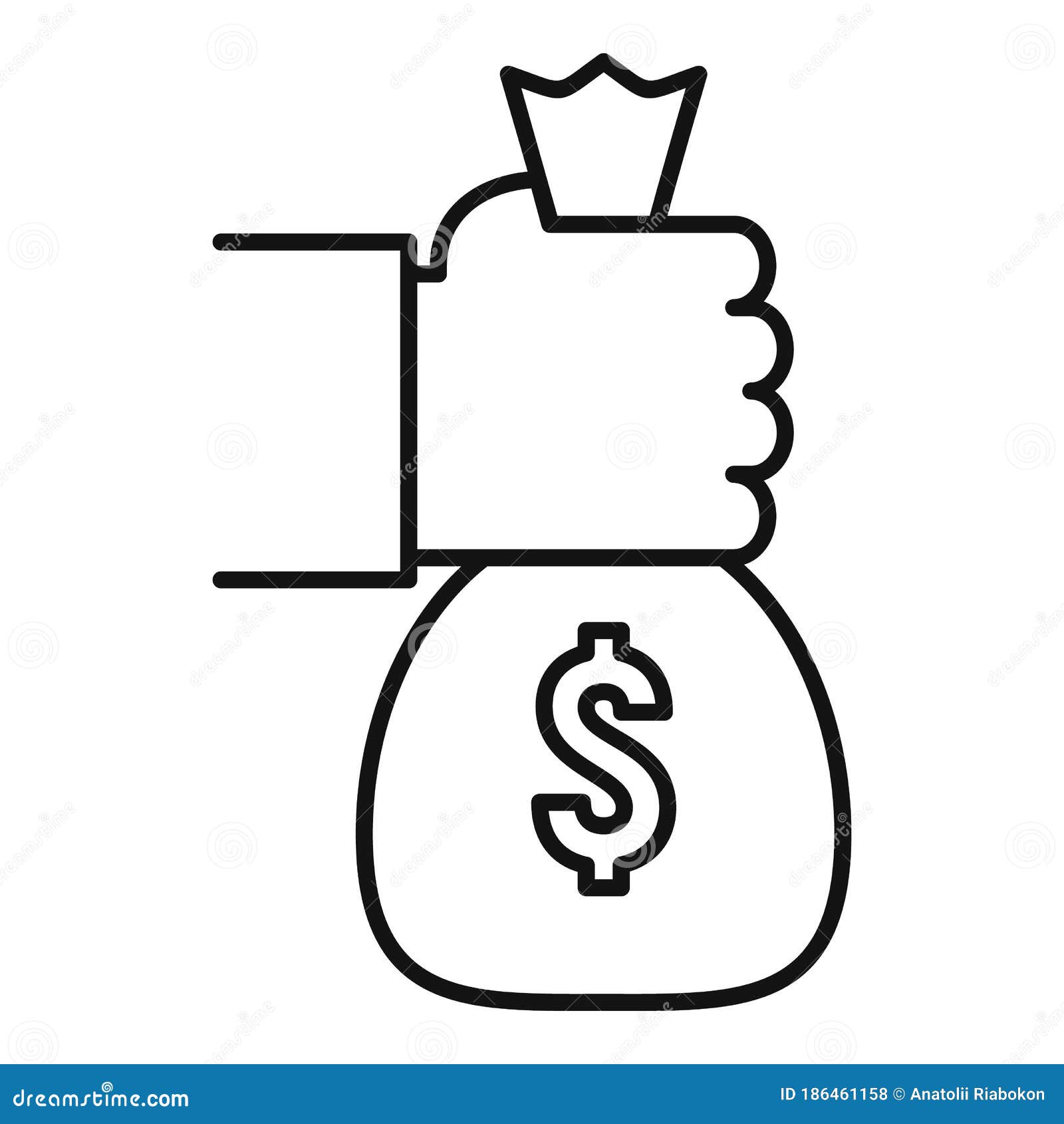 Take Money Bag Icon, Outline Style Stock Vector - Illustration of money ...