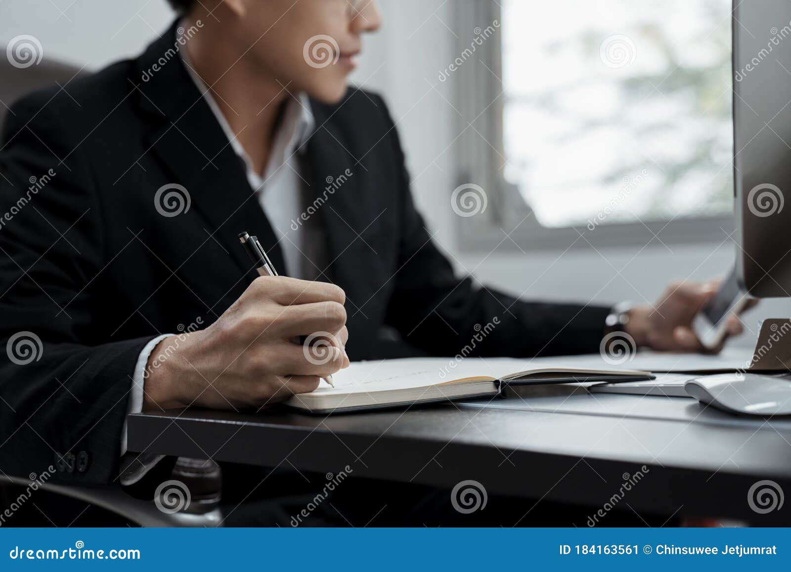 Take a Note His Notebook in His Working Room Stock Image - Image of ...