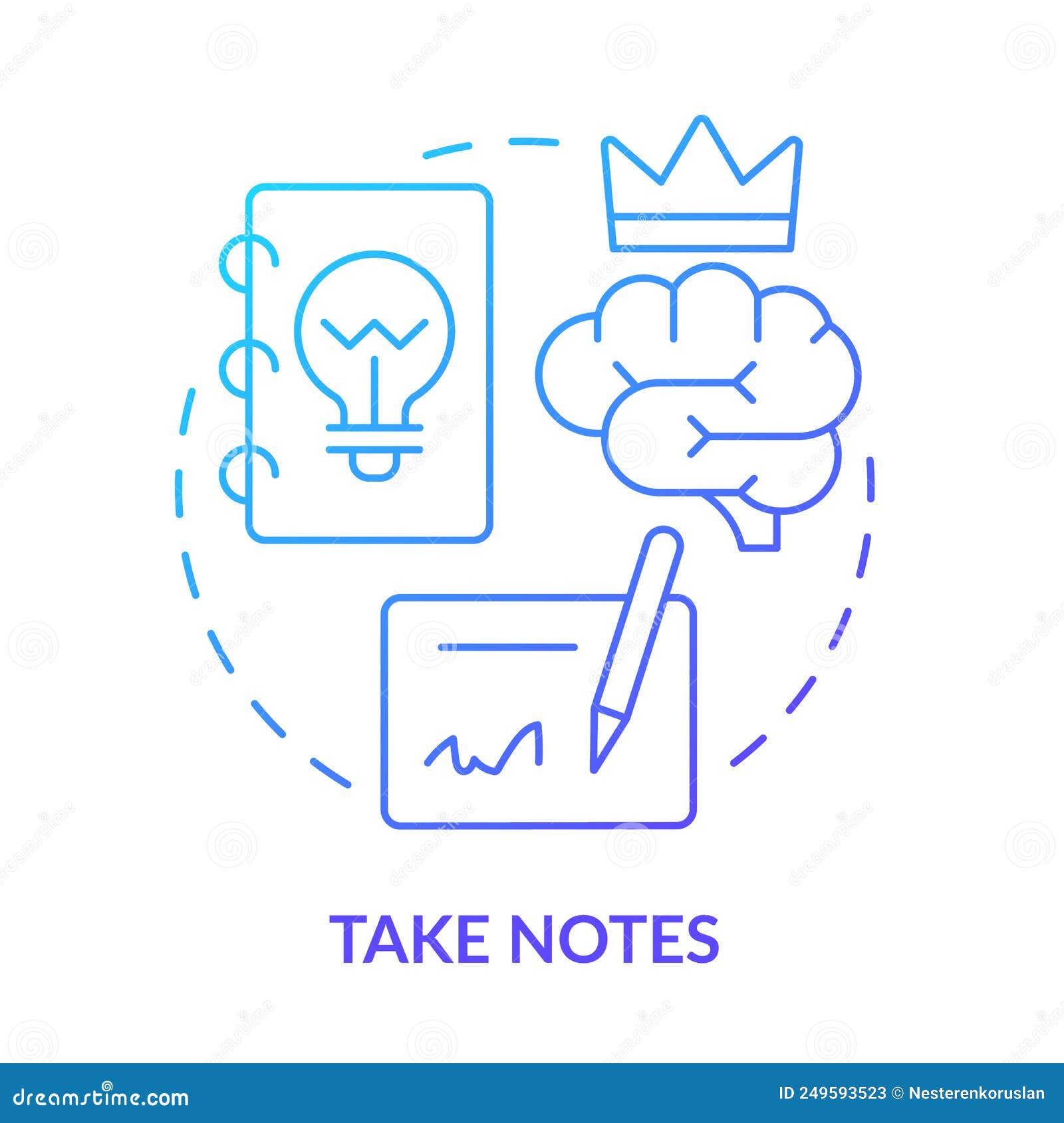 Take Notes Blue Gradient Concept Icon Stock Vector - Illustration of ...