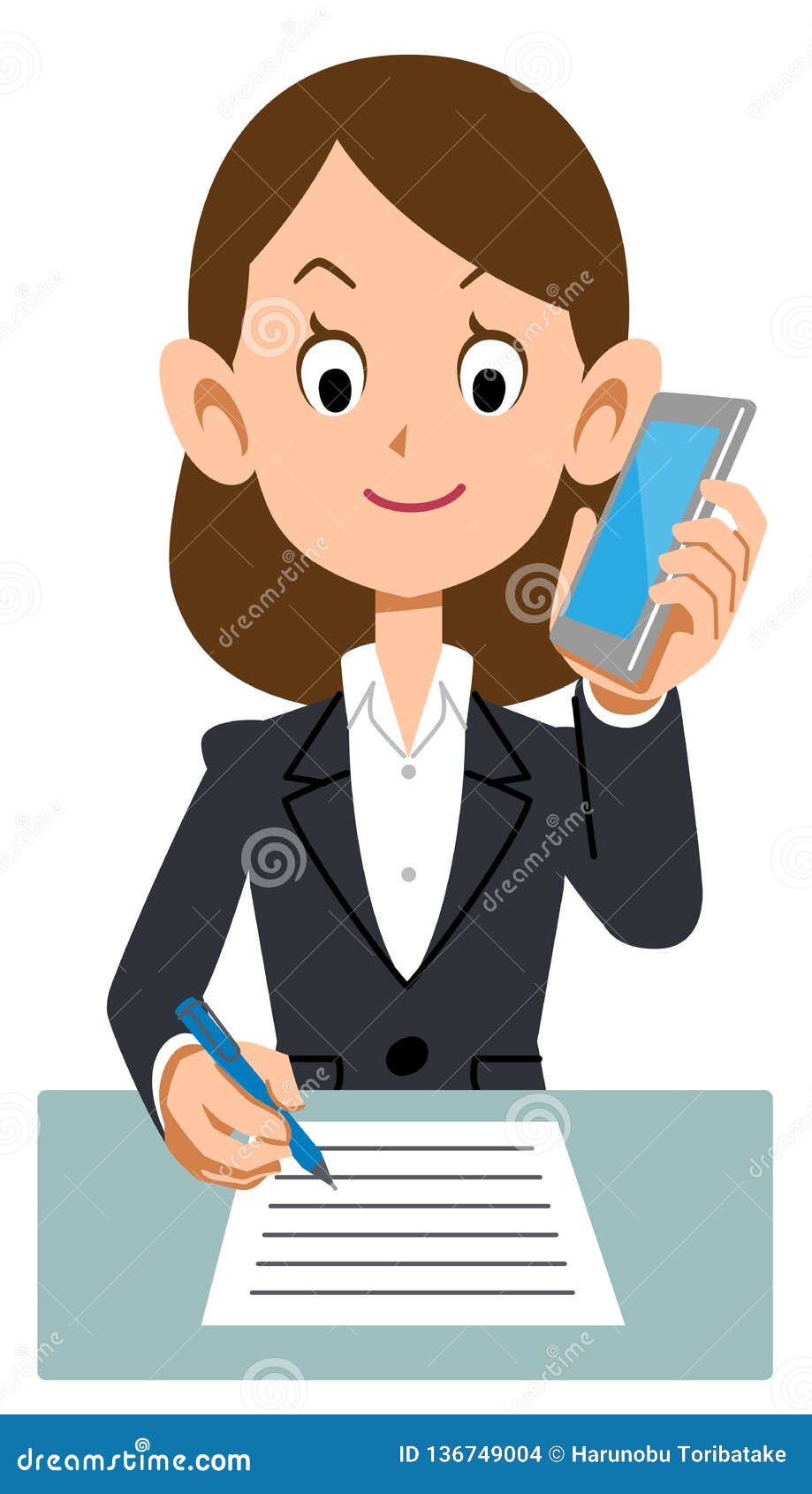 Take Notes while Calling Business Woman Smartphone Stock Vector ...