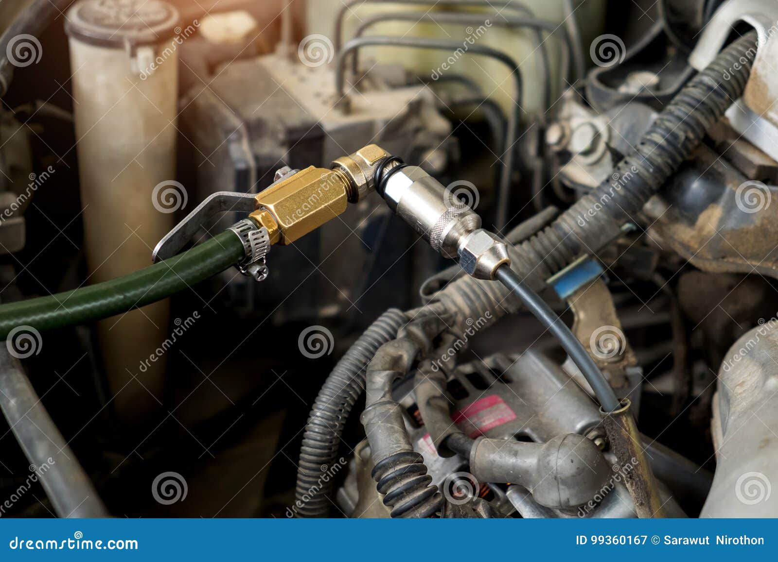 Take Out the Engine Oil,Change the Engine Oil by Sucking Out. Stock ...