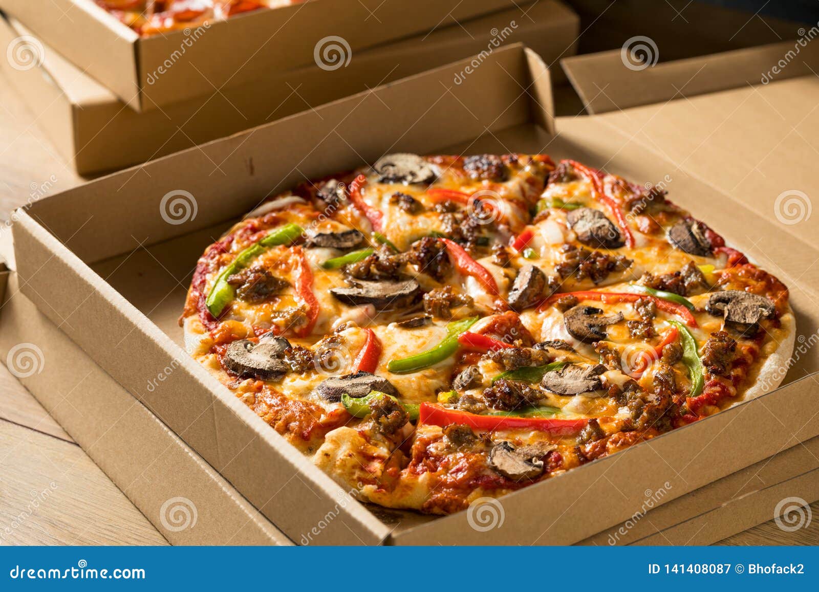 Take Out Pizza in a Box stock image. Image of assorted - 141408087