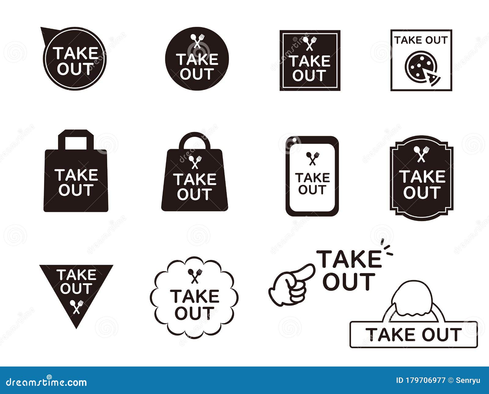 Take out set stock vector. Illustration of graphic, simple - 179706977