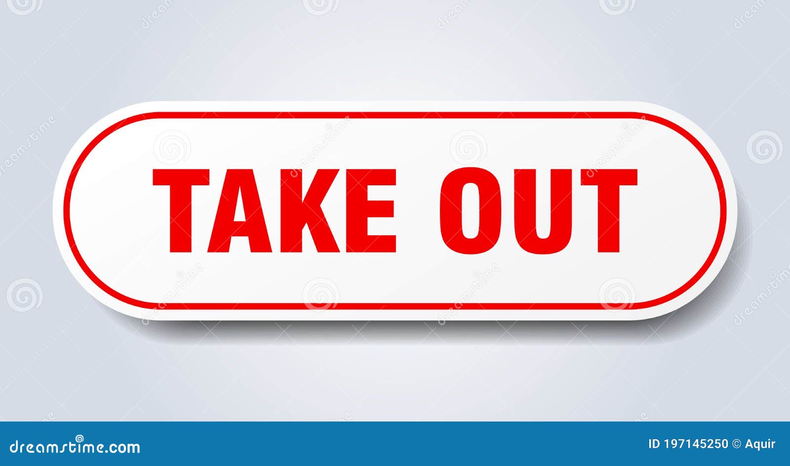 Take Out Sign. Rounded Isolated Button. White Sticker Stock Vector ...