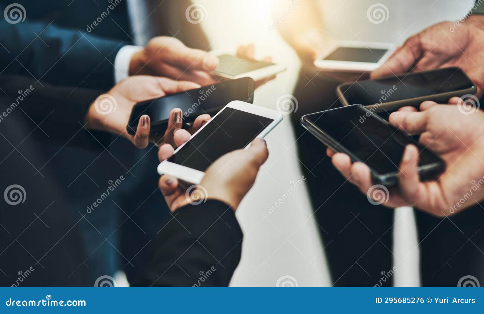 Take Out Your Phones. a Group of Unrecognizable Businesspeople Texting ...