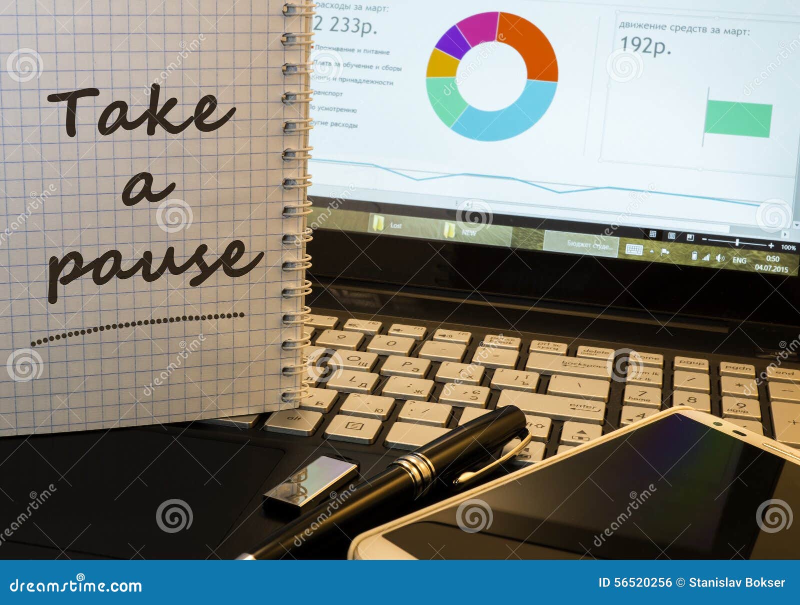 Take a Pause in Notepad on Office Working Place Stock Photo - Image of ...