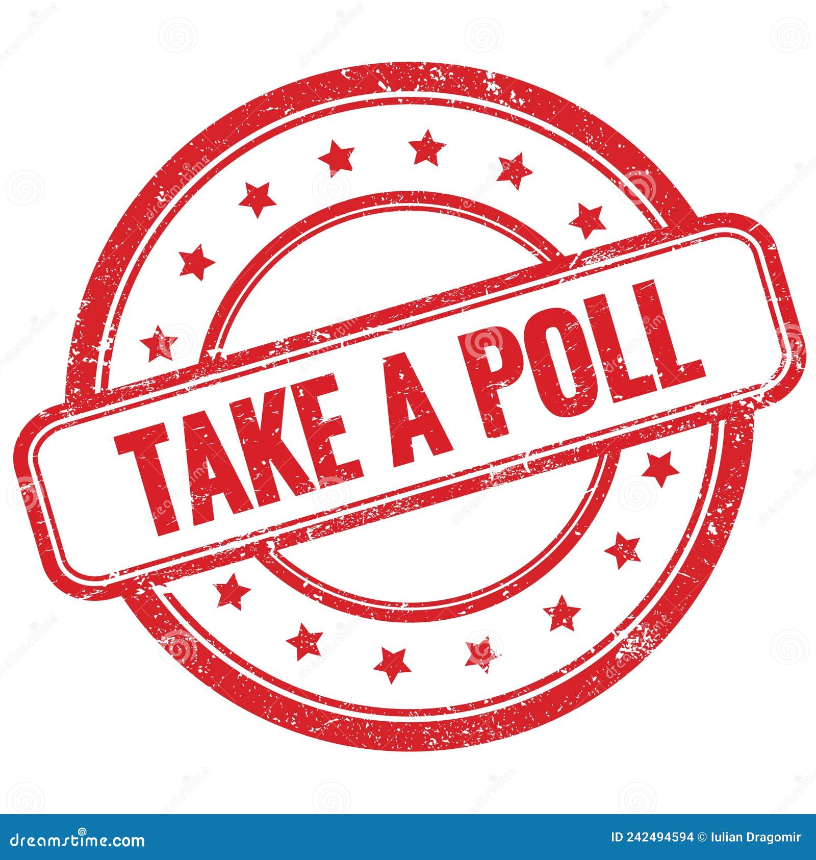 TAKE a POLL Text on Red Grungy Round Rubber Stamp Stock Illustration ...