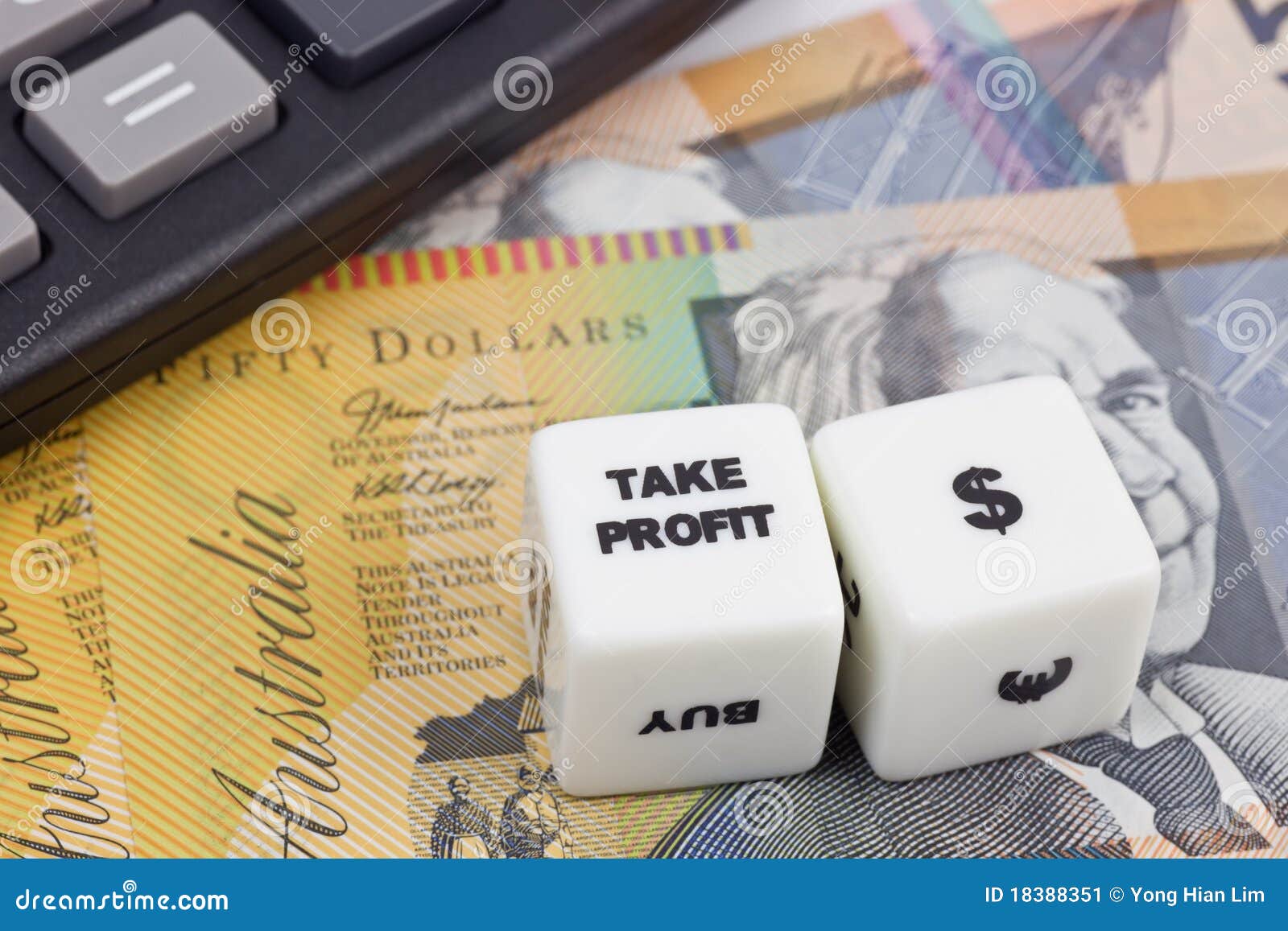 Take Profit Australian Dollar Stock Image - Image of financial, dice ...