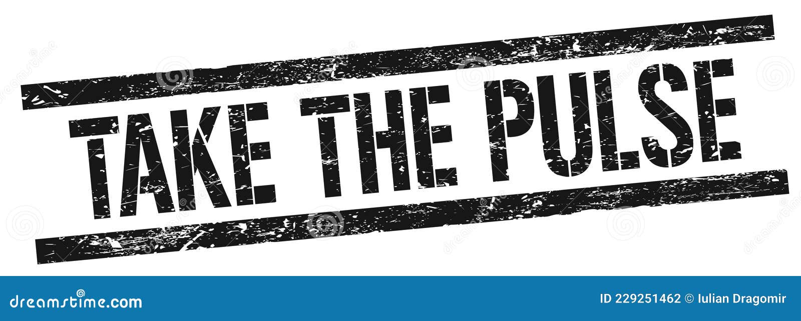 TAKE the PULSE Text on Black Grungy Rectangle Stamp Stock Illustration ...